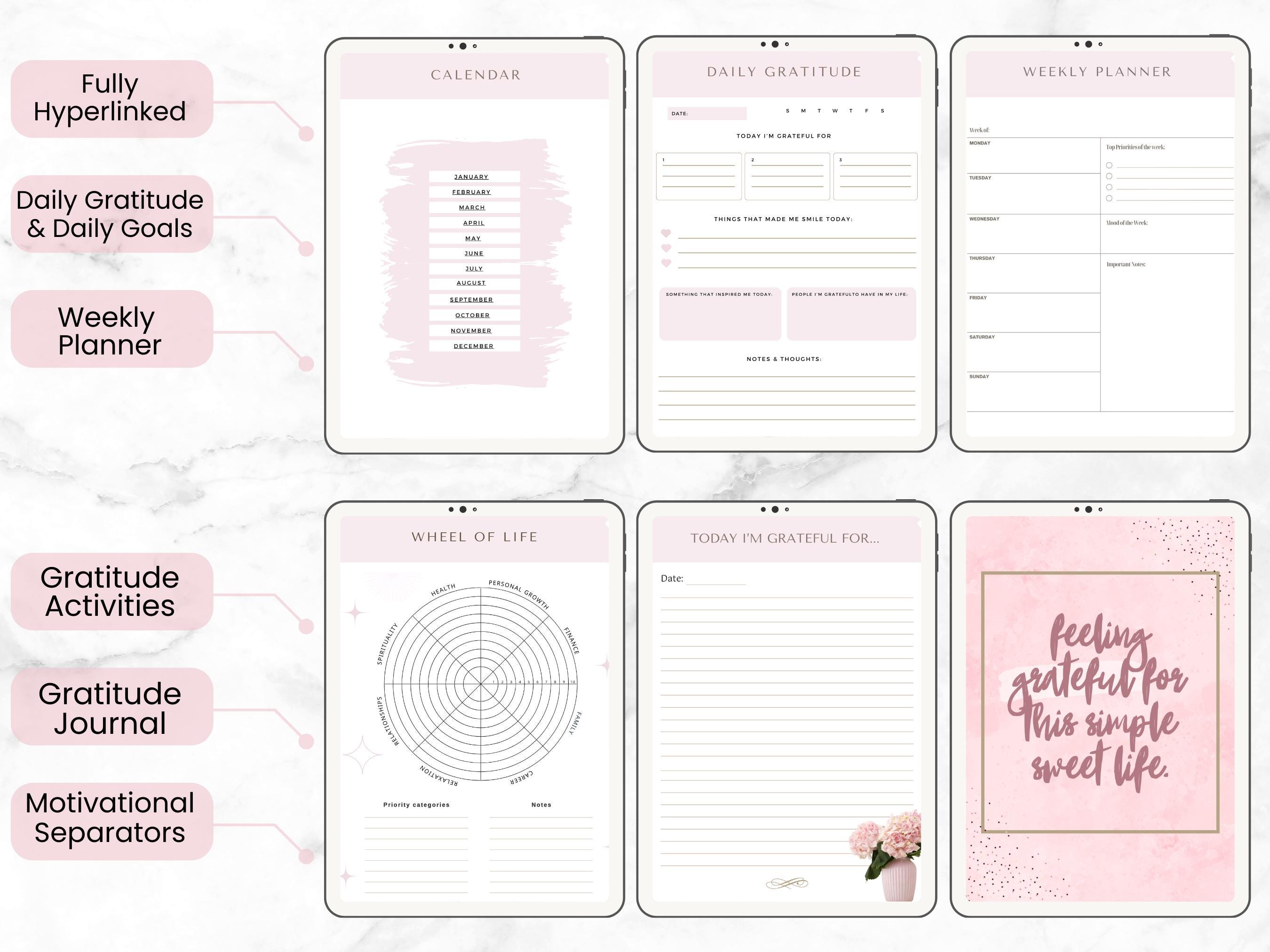 Beautiful Gratitude Journal, Mindfulness, Hyperlinked Journal, Guided ...