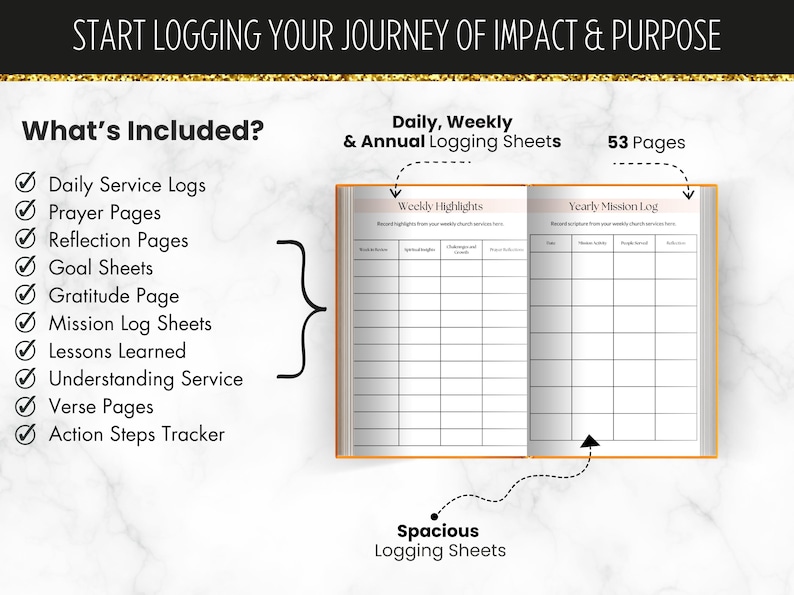 Faith Journal, Mission & Service Planner, Christian Reflection (digital ...