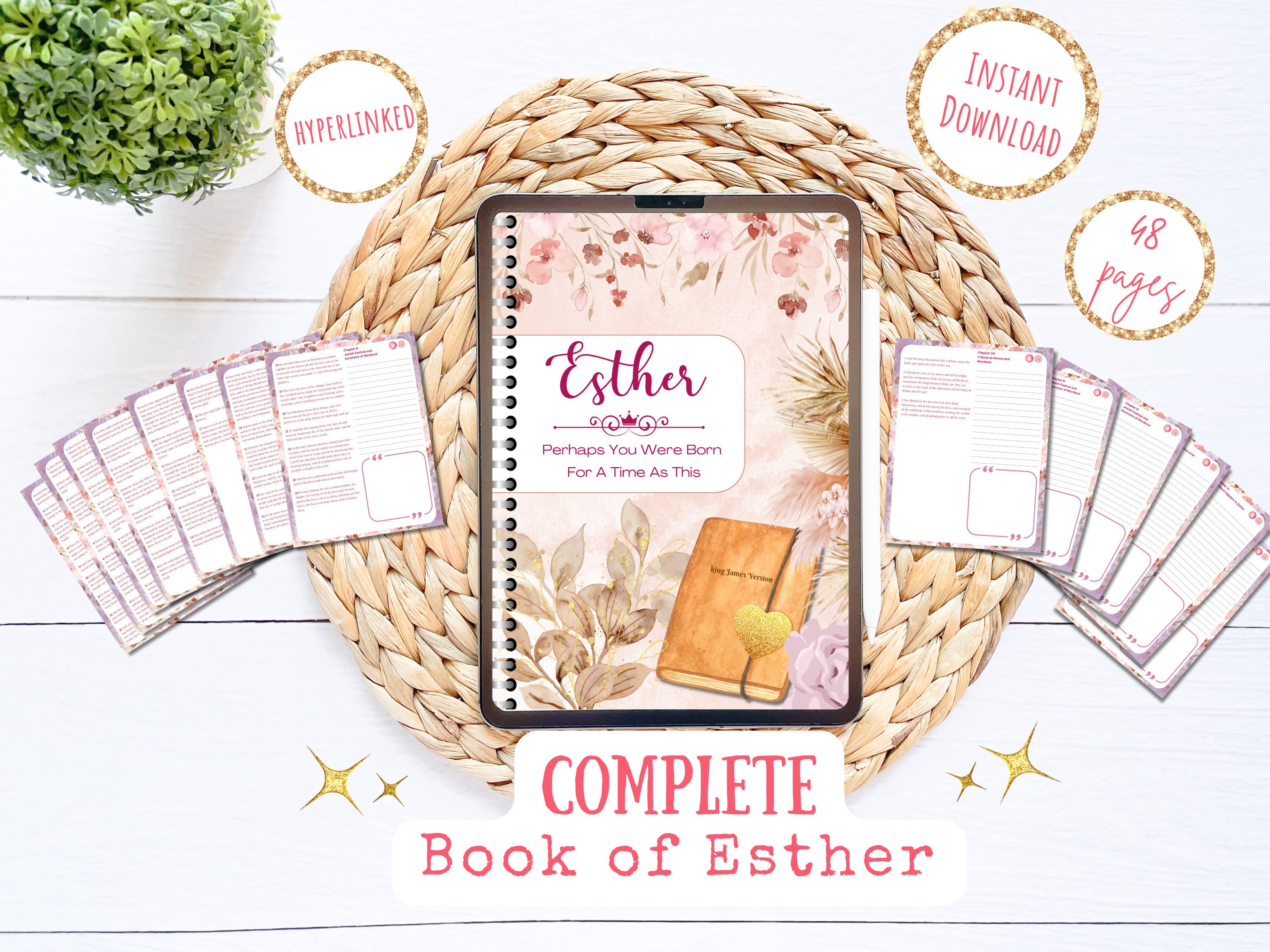 Esther Bible Study Book: KJV Printable Journal (digital Download ...