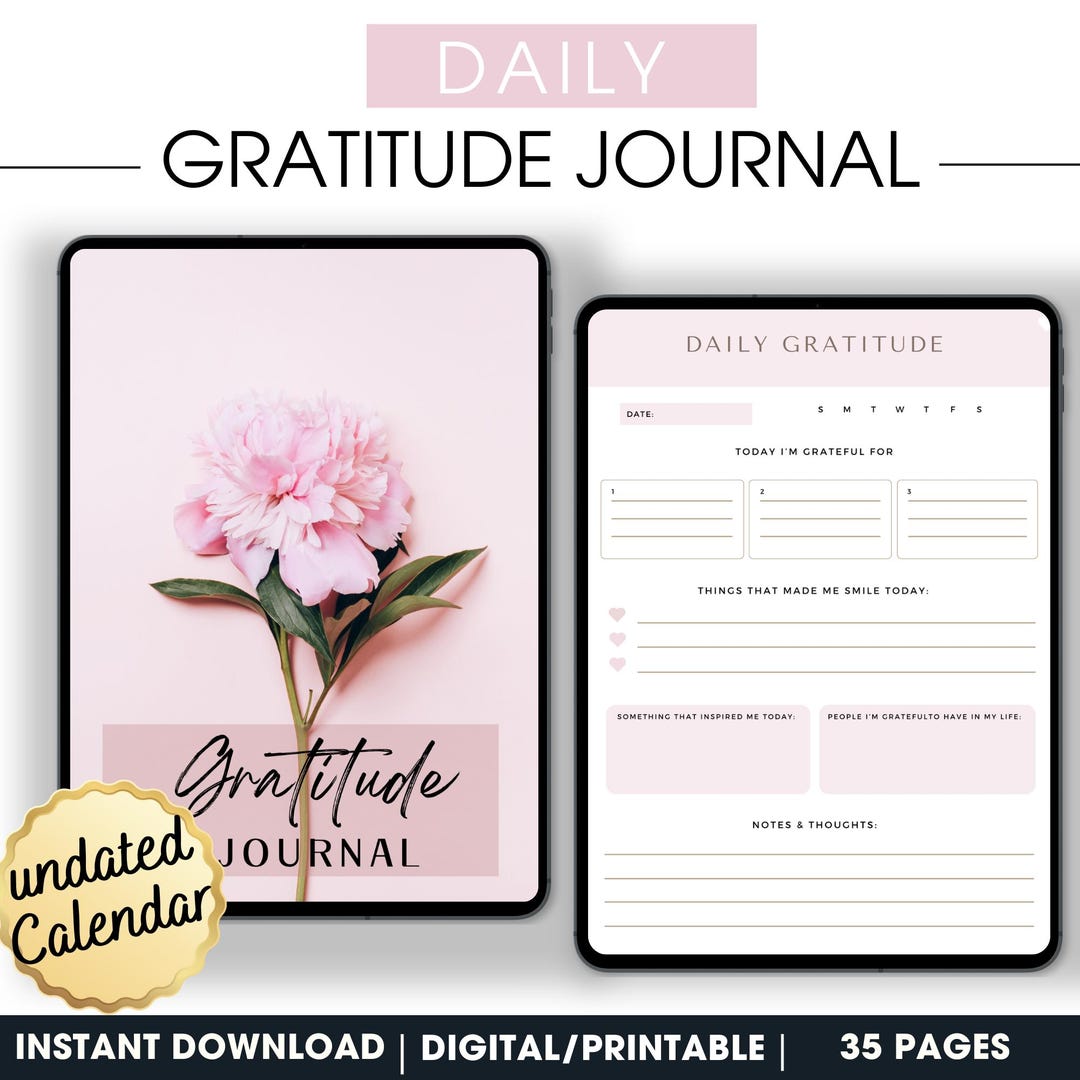 Beautiful Gratitude Journal, Mindfulness, Hyperlinked Journal, Guided ...