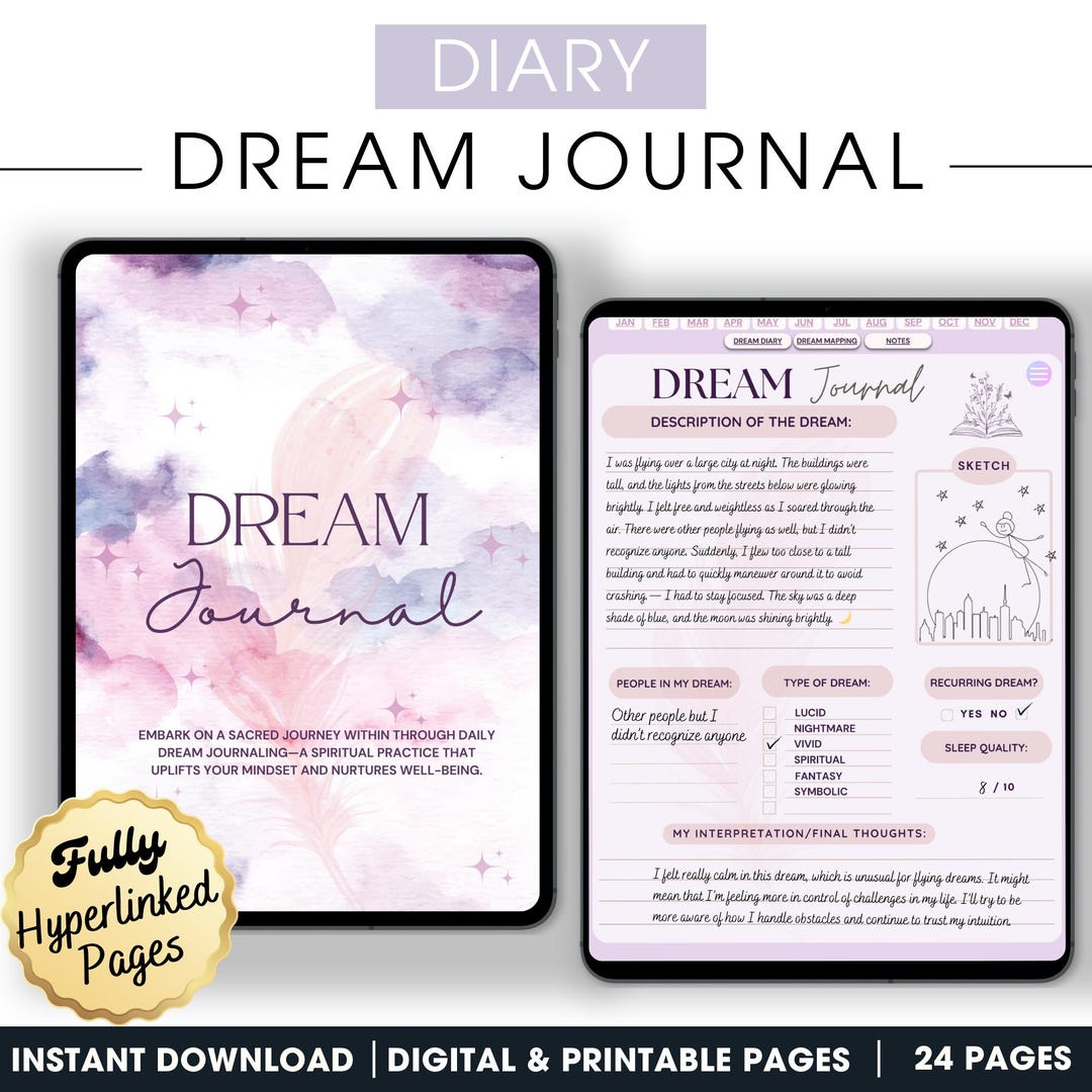 Beautiful Dream Journal, Dream Tracker Printable, Dream Analysis, Dream ...