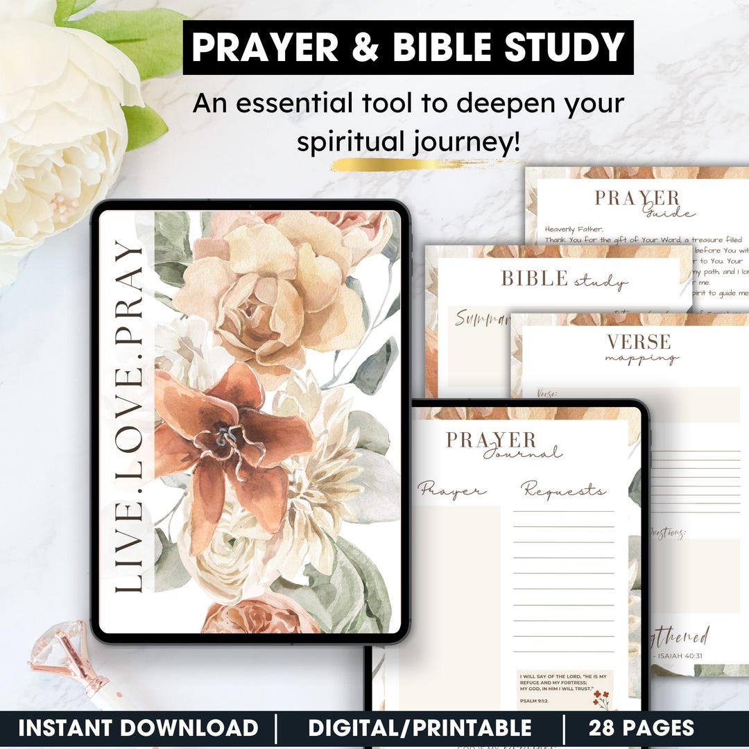 Prayer Journal, Printable & Digital Journal for Daily Devotions, Prayer ...