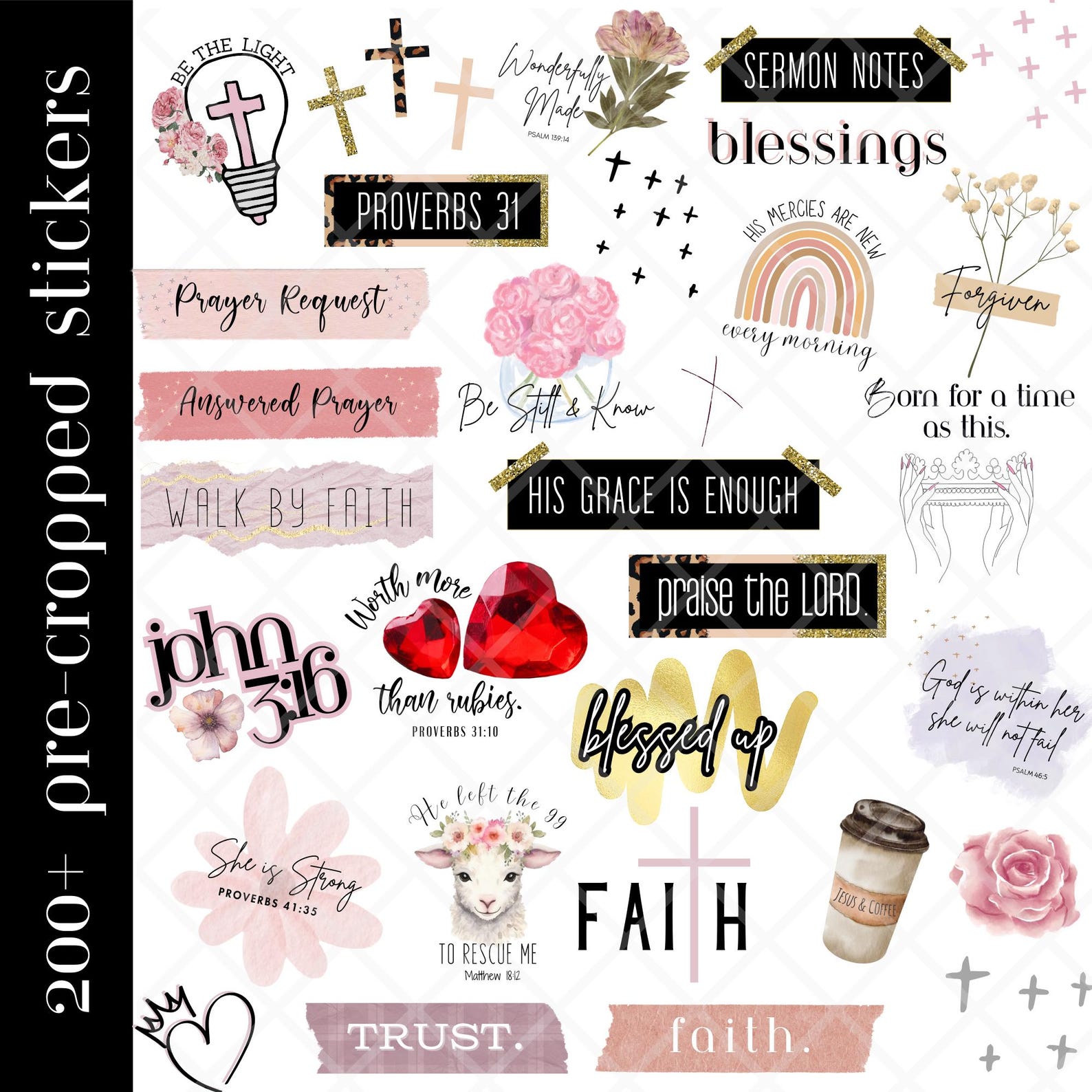 Christian Digital Stickers, Bible Study, Prayer Journal (PNG, Goodnotes ...