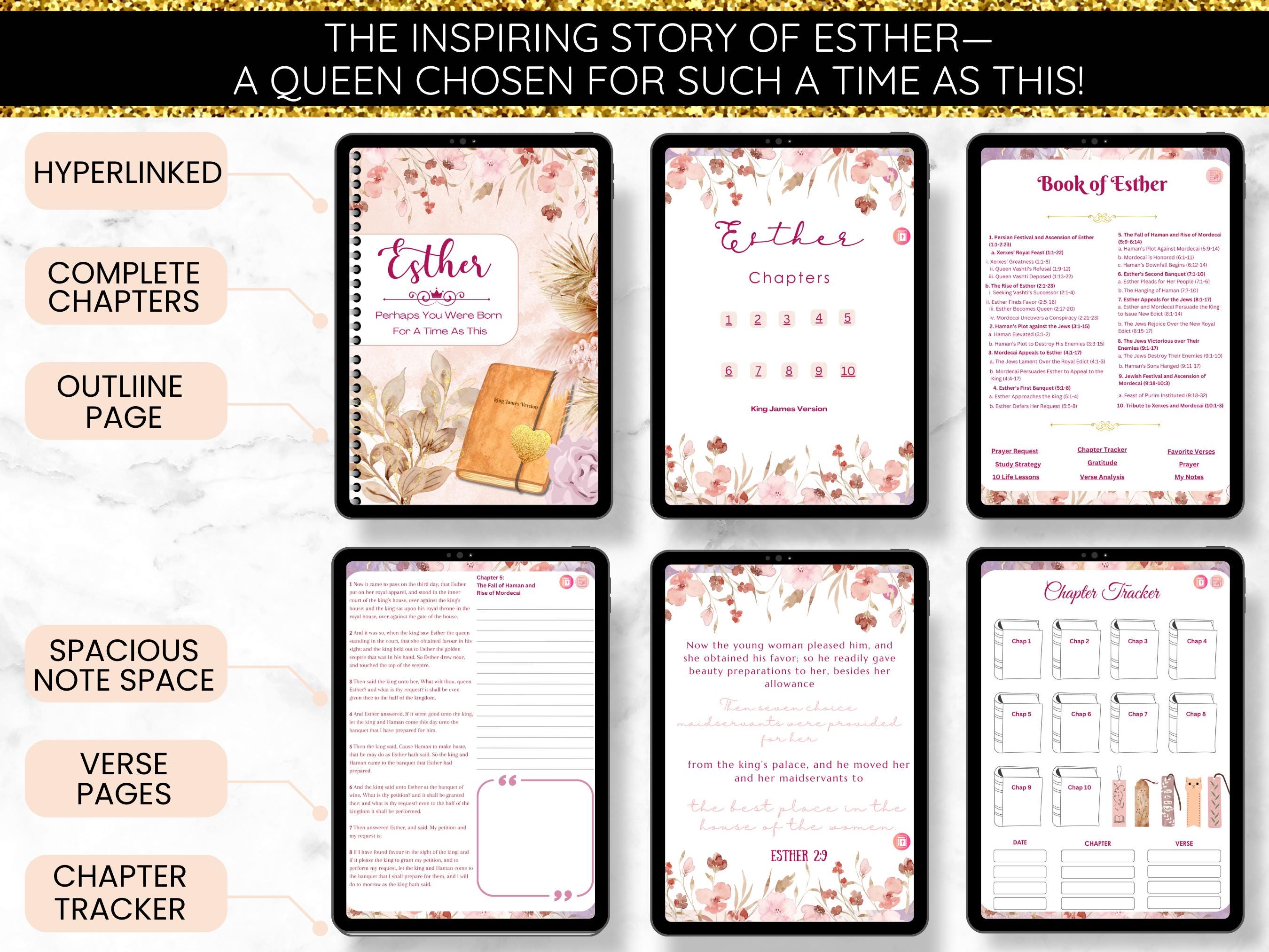 Esther Bible Study Book: KJV Printable Journal (digital Download ...