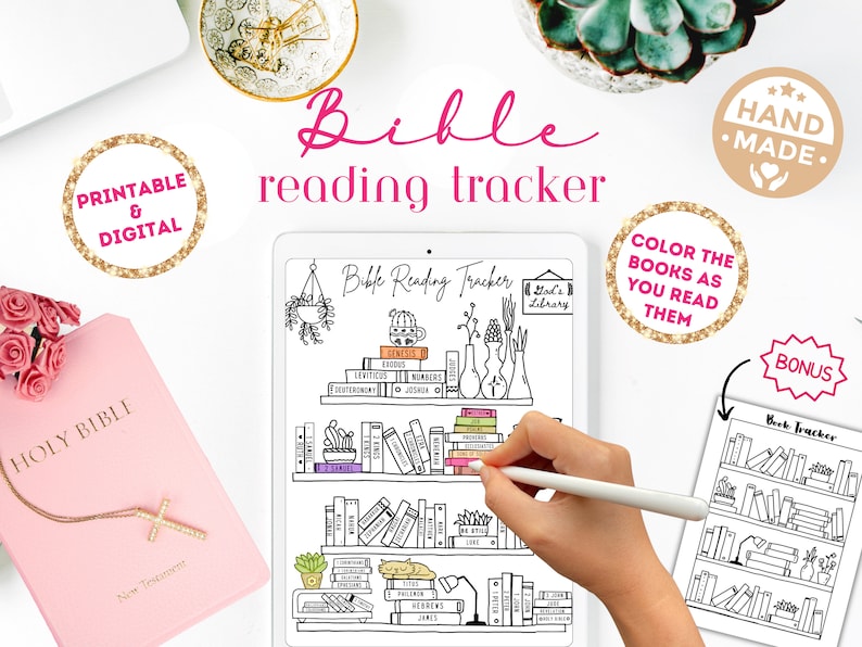 Bible Reading Tracker, Bible Log, Bible Bookshelf, Printable Reading ...