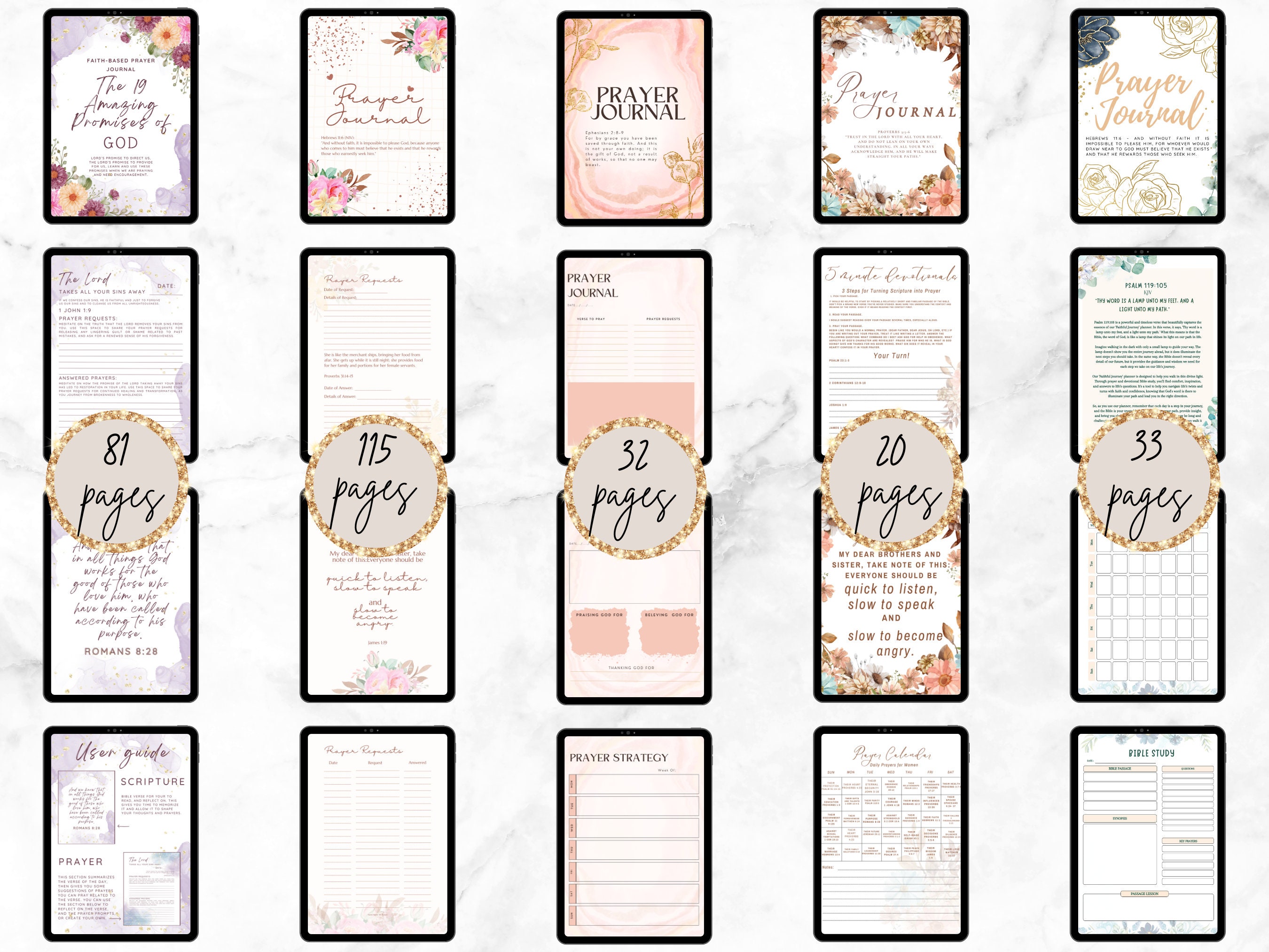 Prayer Journal Bundle, Printable Journal, Devotional Journal, Editable ...