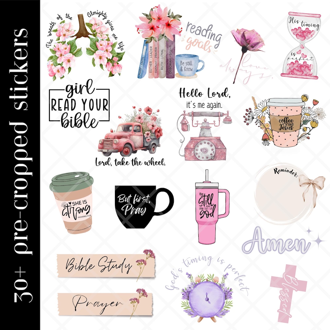 Christian Digital Stickers: Bible Journaling, Prayer Board (PNG Files ...
