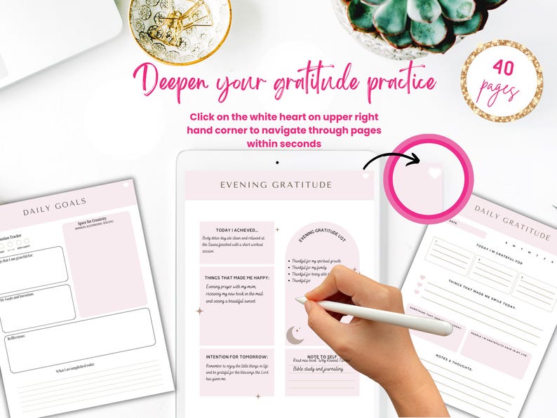 Beautiful Gratitude Journal, Mindfulness, Hyperlinked Journal, Guided ...