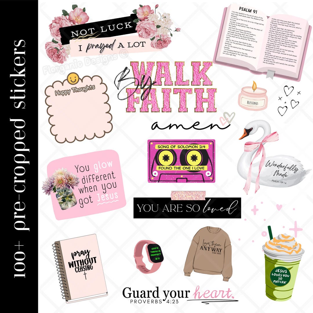 Faith & Prayer Digital Stickers, Bible Study (PNG) - Etsy