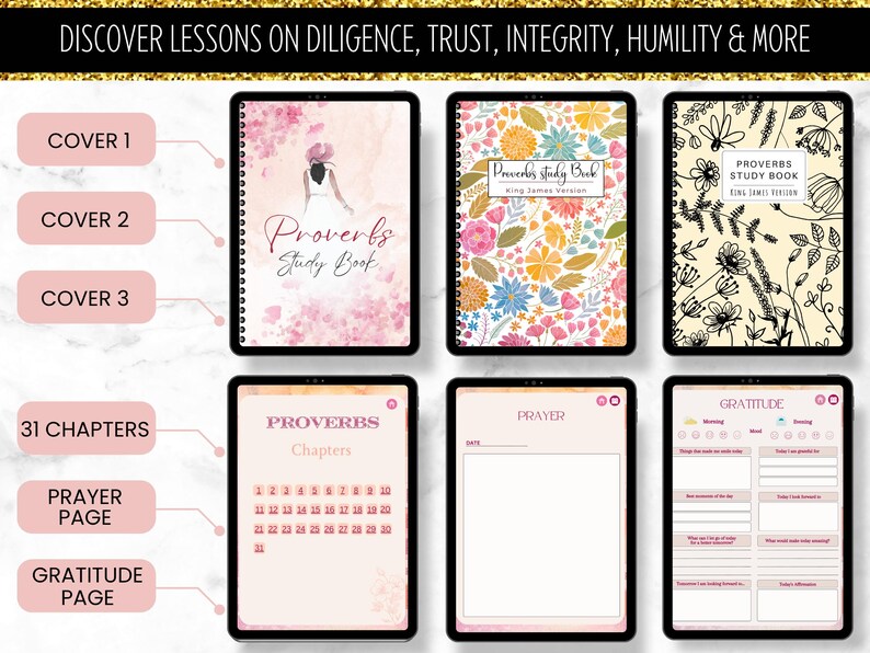 Proverbs Study Book KJV: Digital &printable Bible Journal With Stickers ...