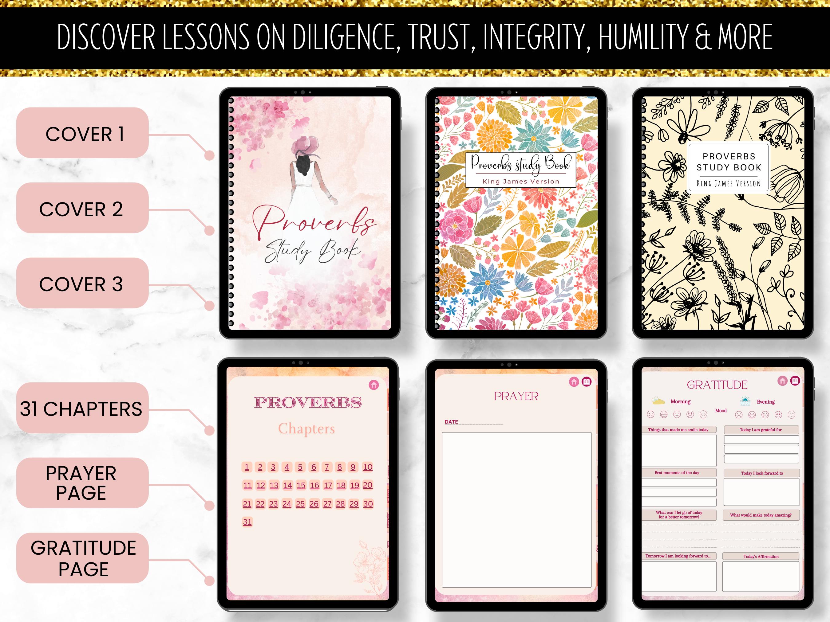 Proverbs Study Book KJV: Digital &printable Bible Journal With Stickers ...