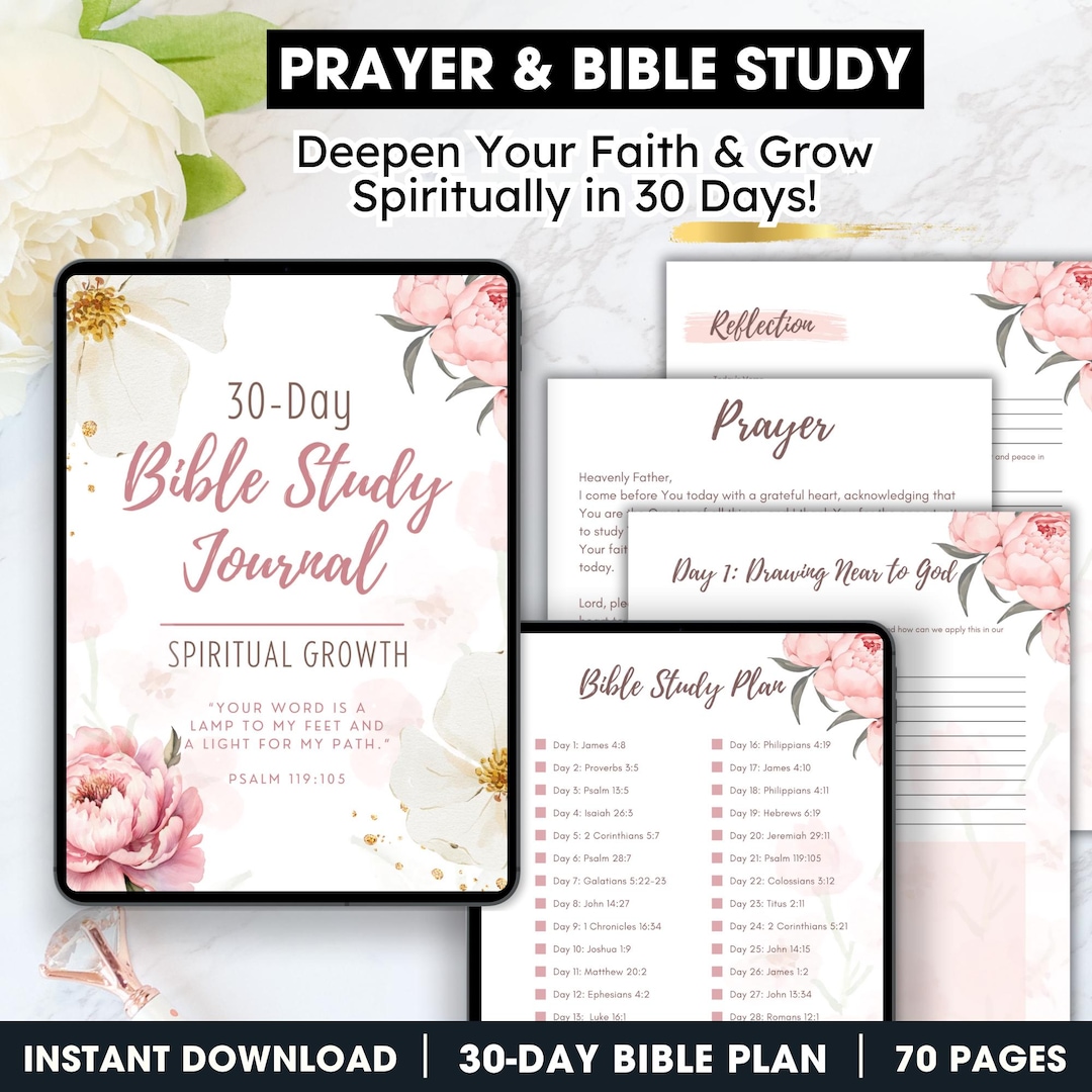 30-day Bible Study Journal: Prayer Prompts & Scripture Reflection ...