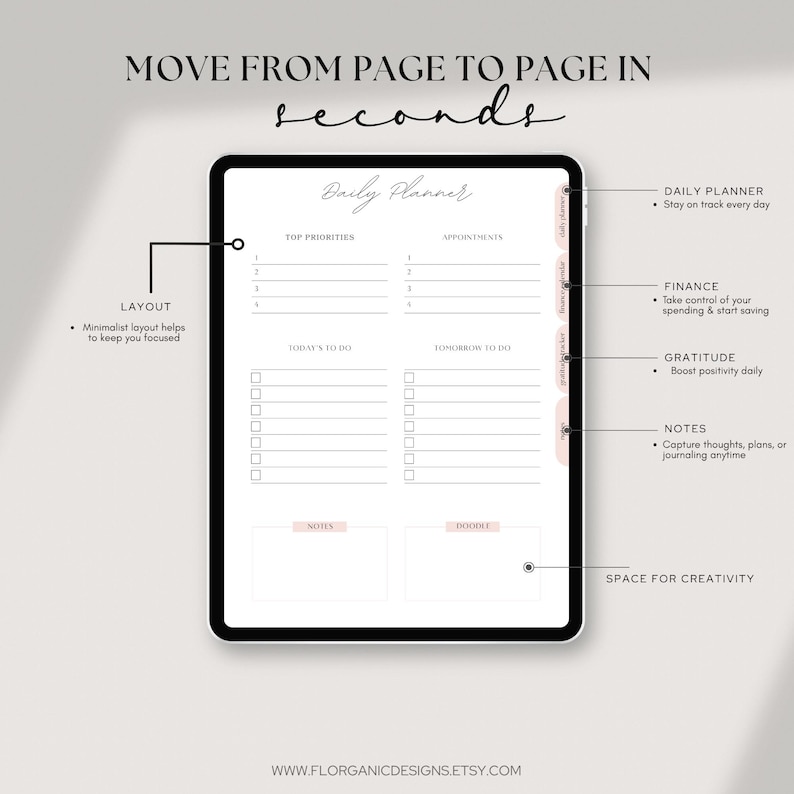 Minimalist Daily Digital Planner | Life Planner | 70 Pages - Etsy