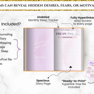 Beautiful Dream Journal, Dream Tracker Printable, Dream Analysis, Dream ...