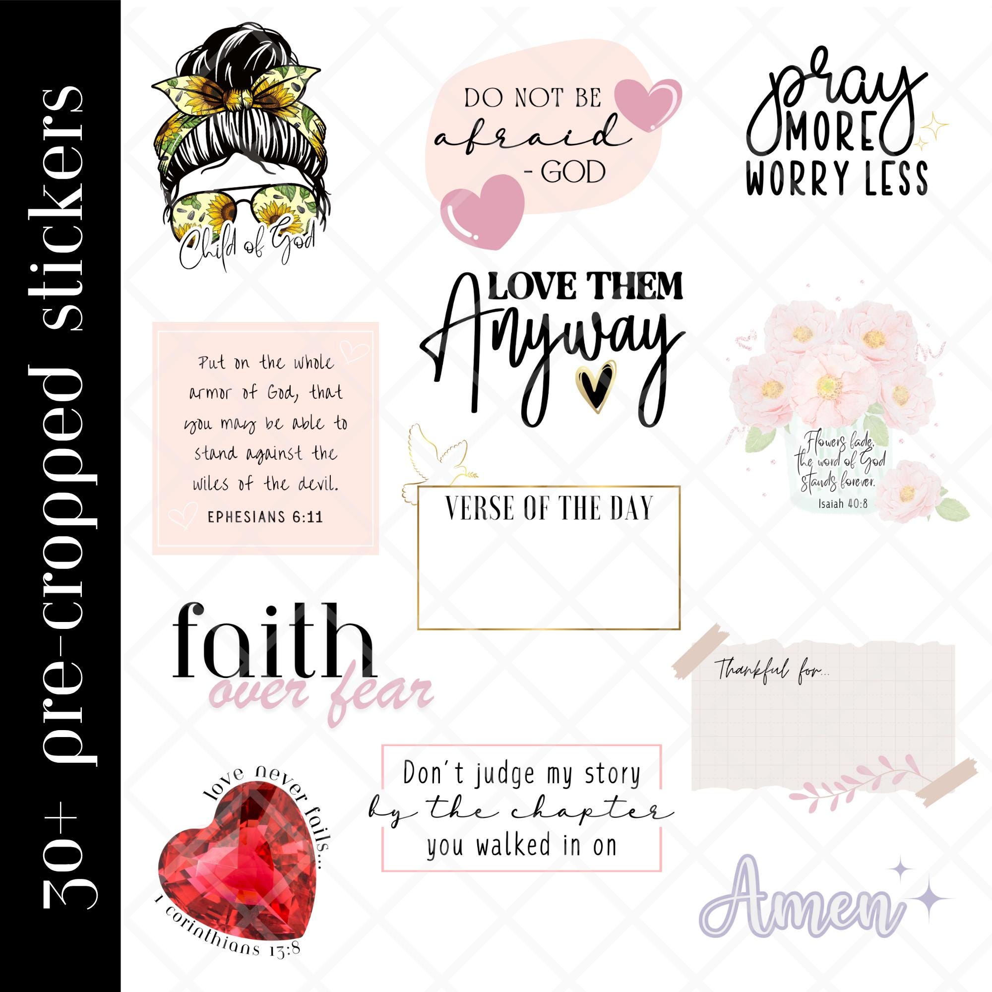 Christian Digital Stickers: Bible Journaling, Prayer Board (PNG Files ...