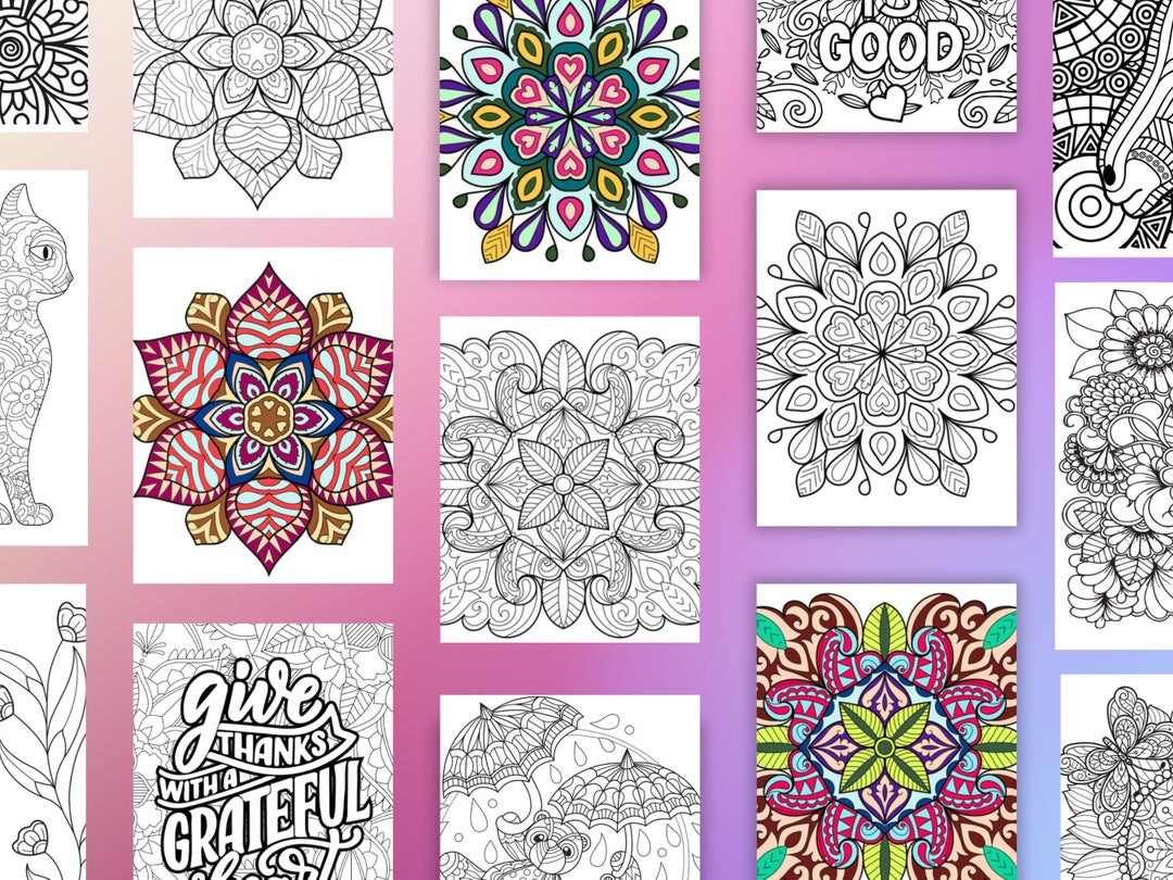 60 Printable Pages, Adult Tracing, Coloring Pages, Mindful Tracing ...