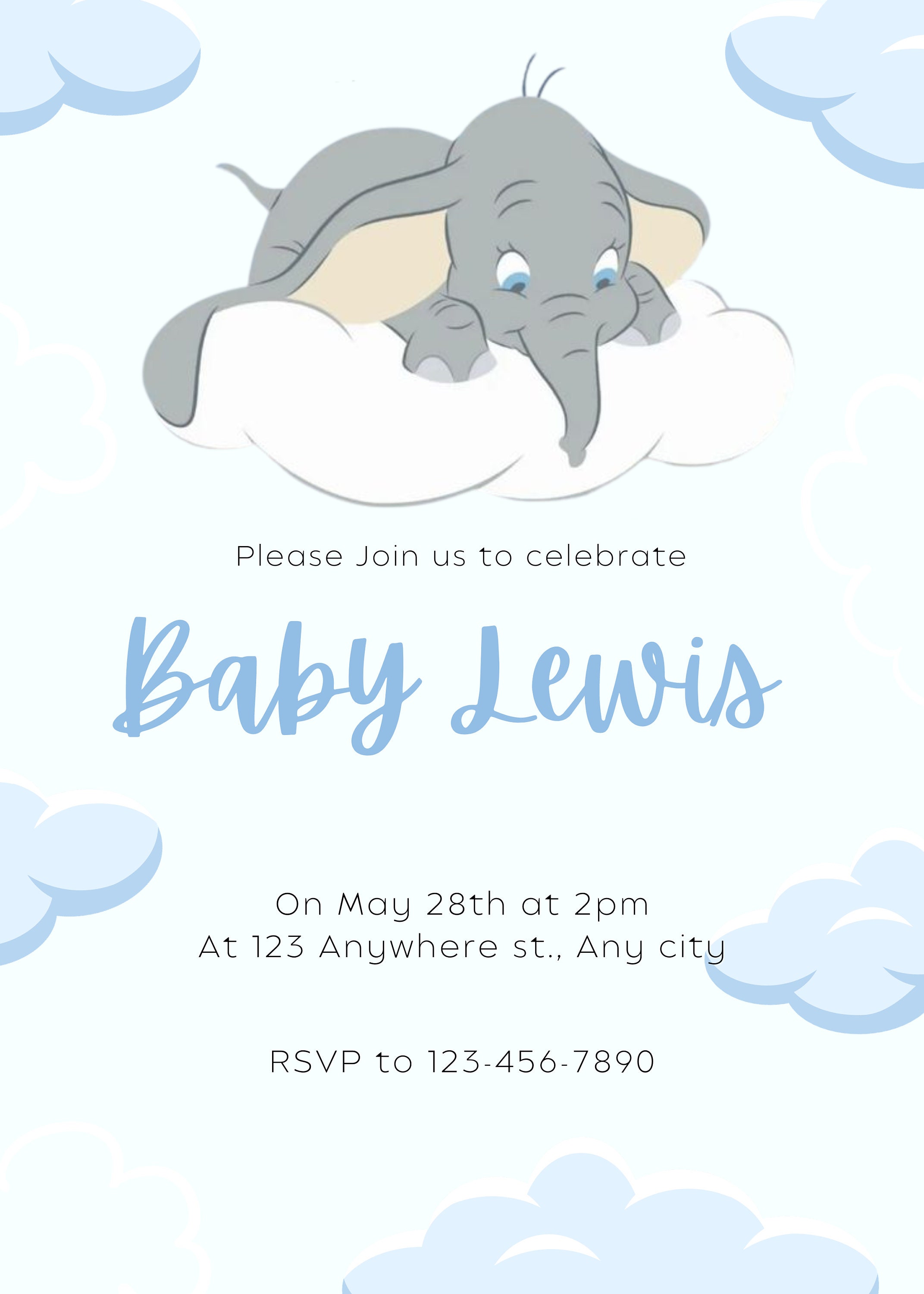 Dumbo Baby Shower Invitation - Etsy