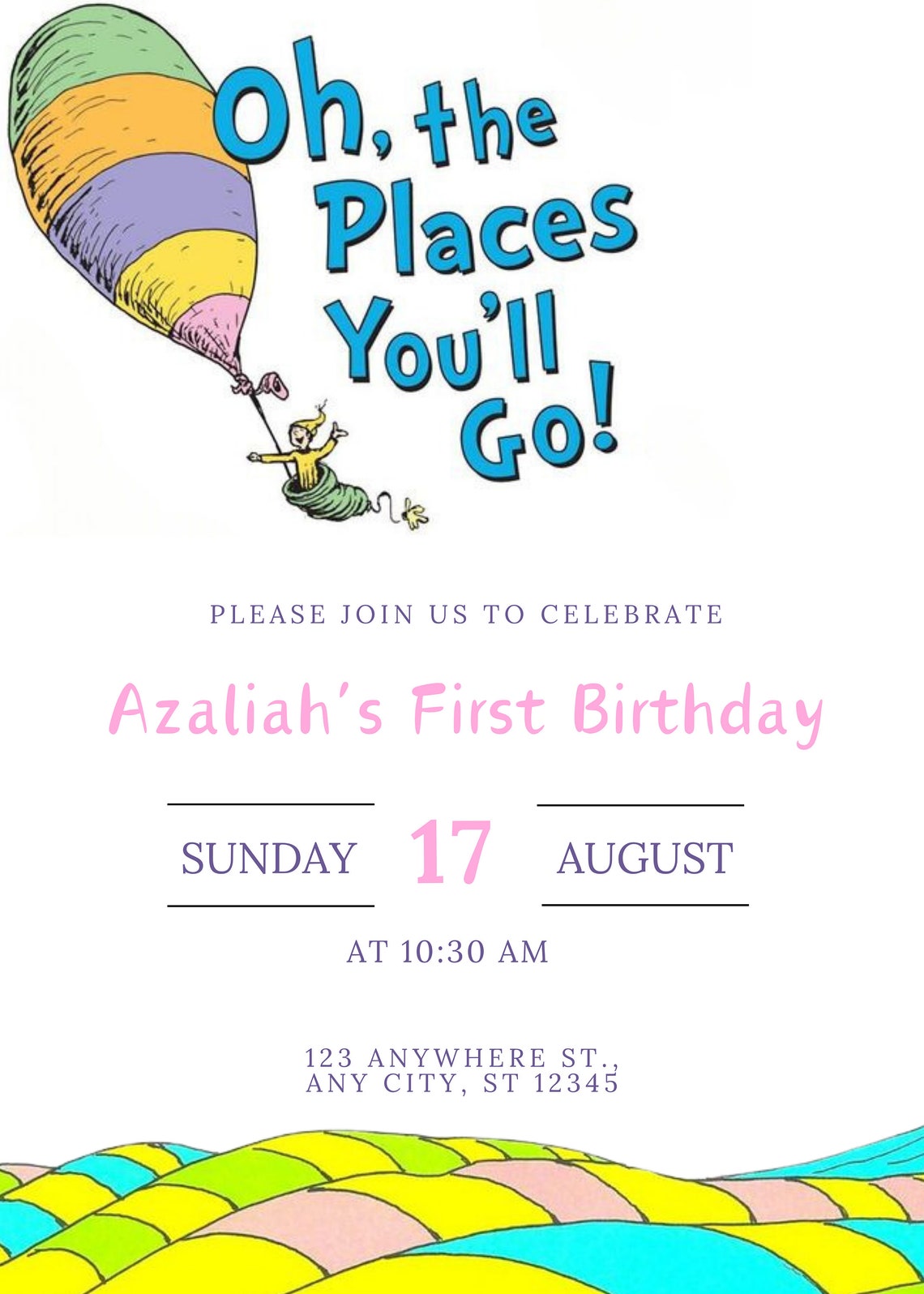 Oh the Places You'll Go Birthday Invitation - Etsy