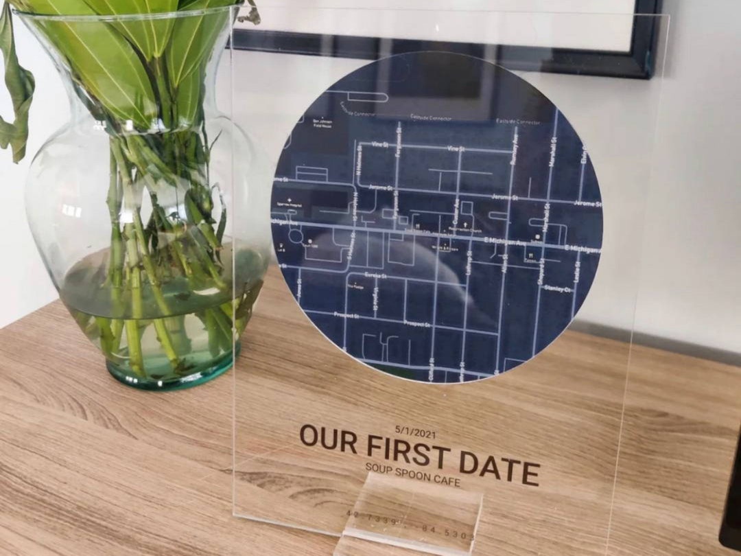 Custom Position Map Acrylic Plaque Romantic Home Decor for Wedding ...