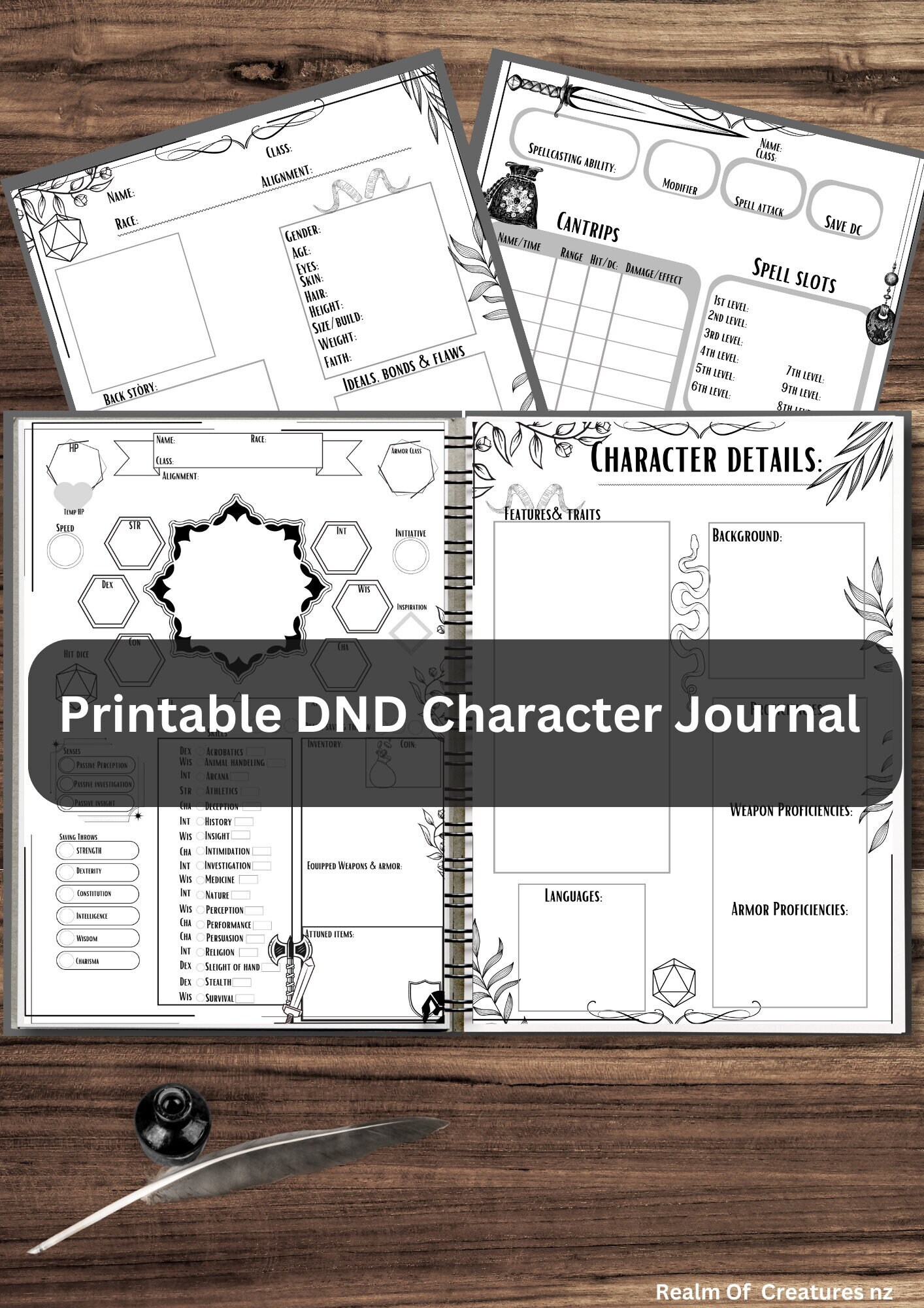Dnd Character Sheet and Journal A5 Character Sheets Small Bundle ...