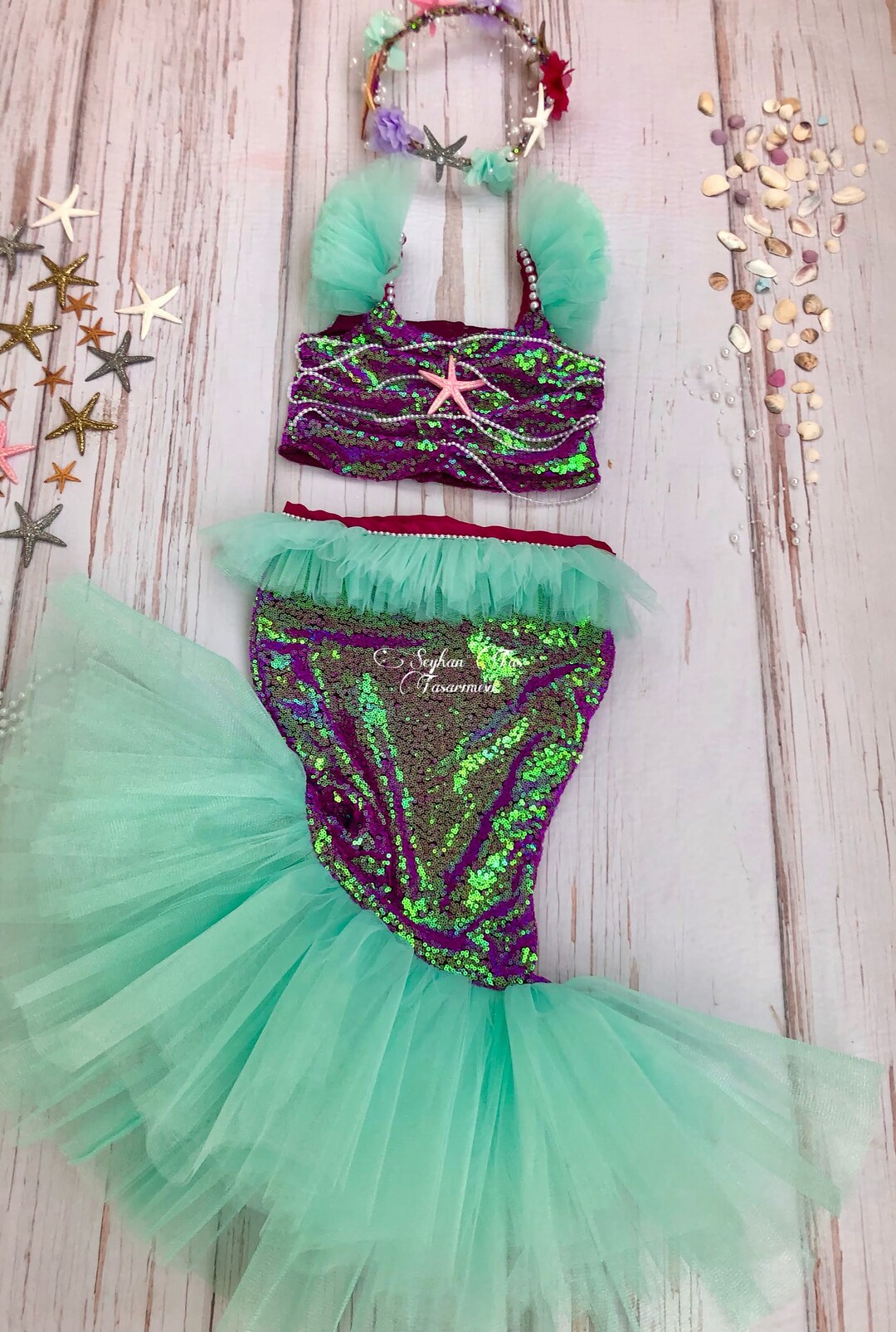 Sparkly Mermaid Costume: Fish Scale Dress With Hair Crown - Etsy