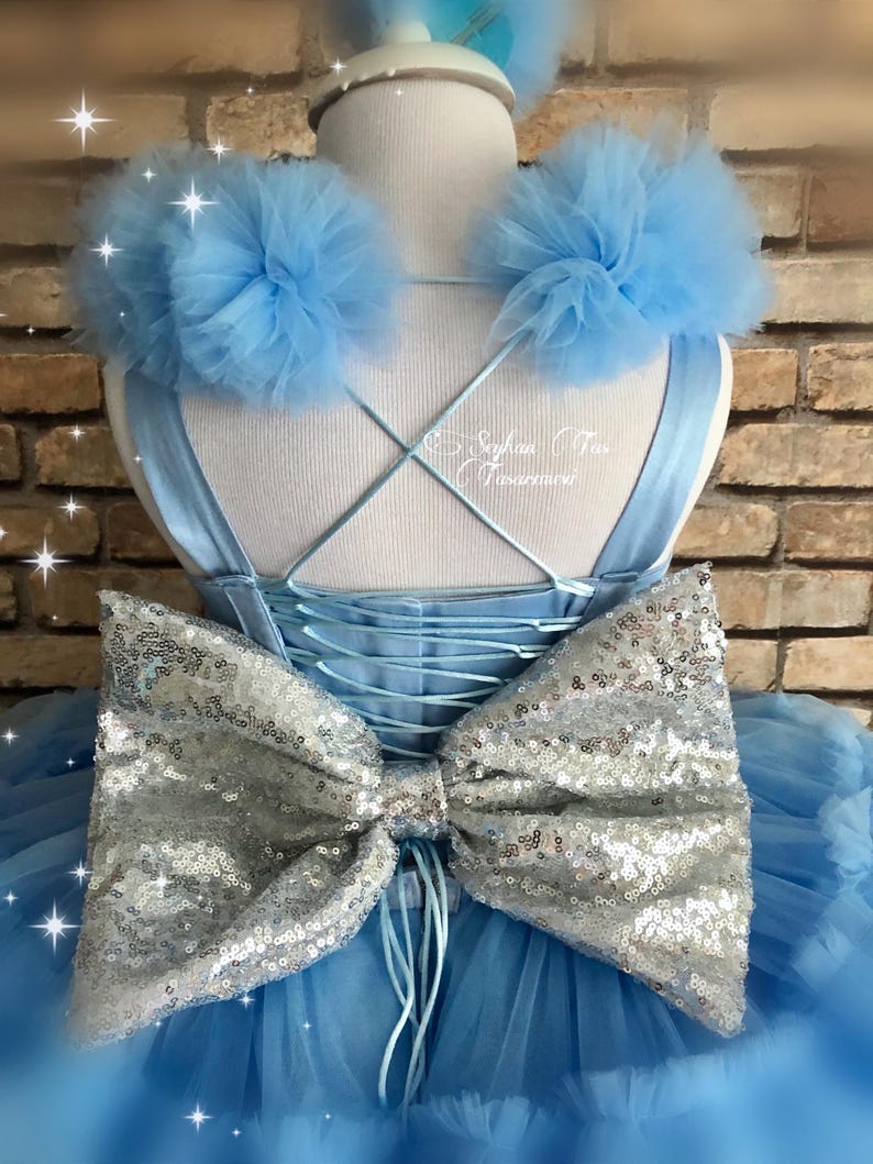 Light Blue Lace-up Back Tulle Dress for Girls – Elegant Puffy Princess ...