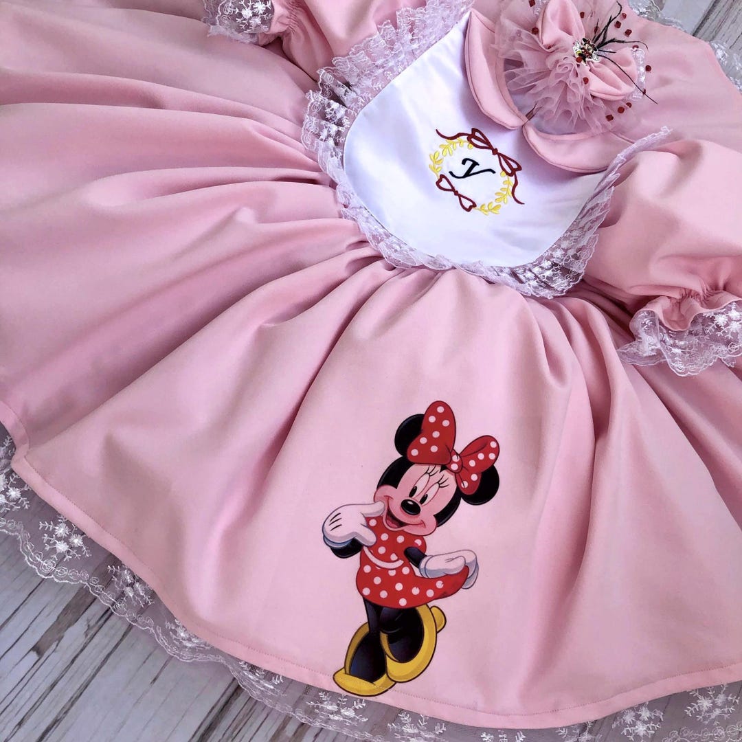 Personalized Minnie Mouse Inspired Pink Girl’s Dress - Custom Name or ...