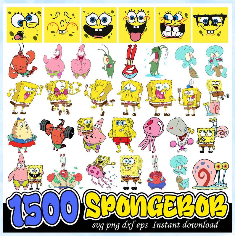 Spongebob Svg, Spongebob Faces Cricut, Squarepants Svg, Spongebob Faces ...