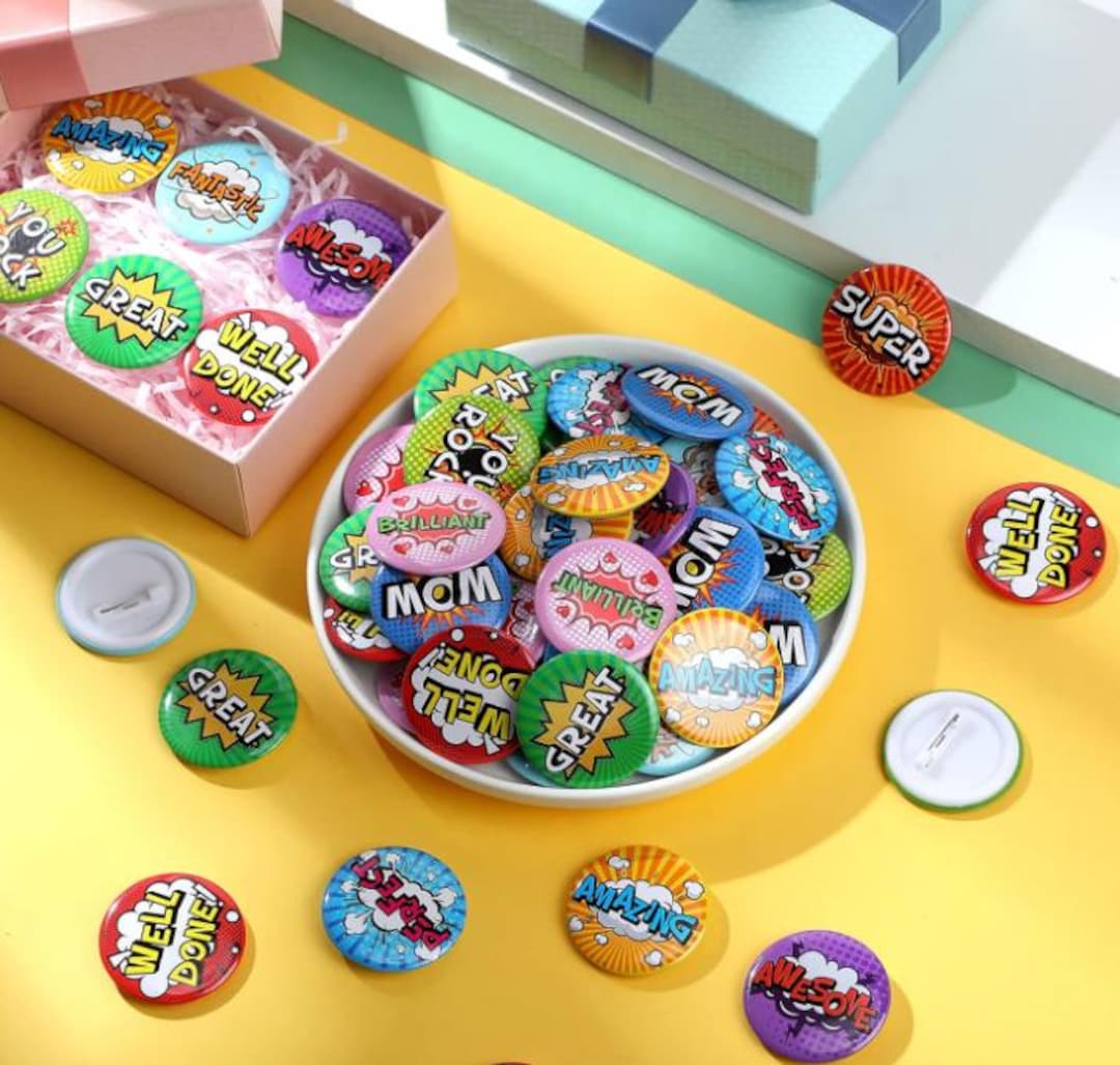 Reward Button Pins Recognition Mini Buttons Round Pins 10 Styles Award ...
