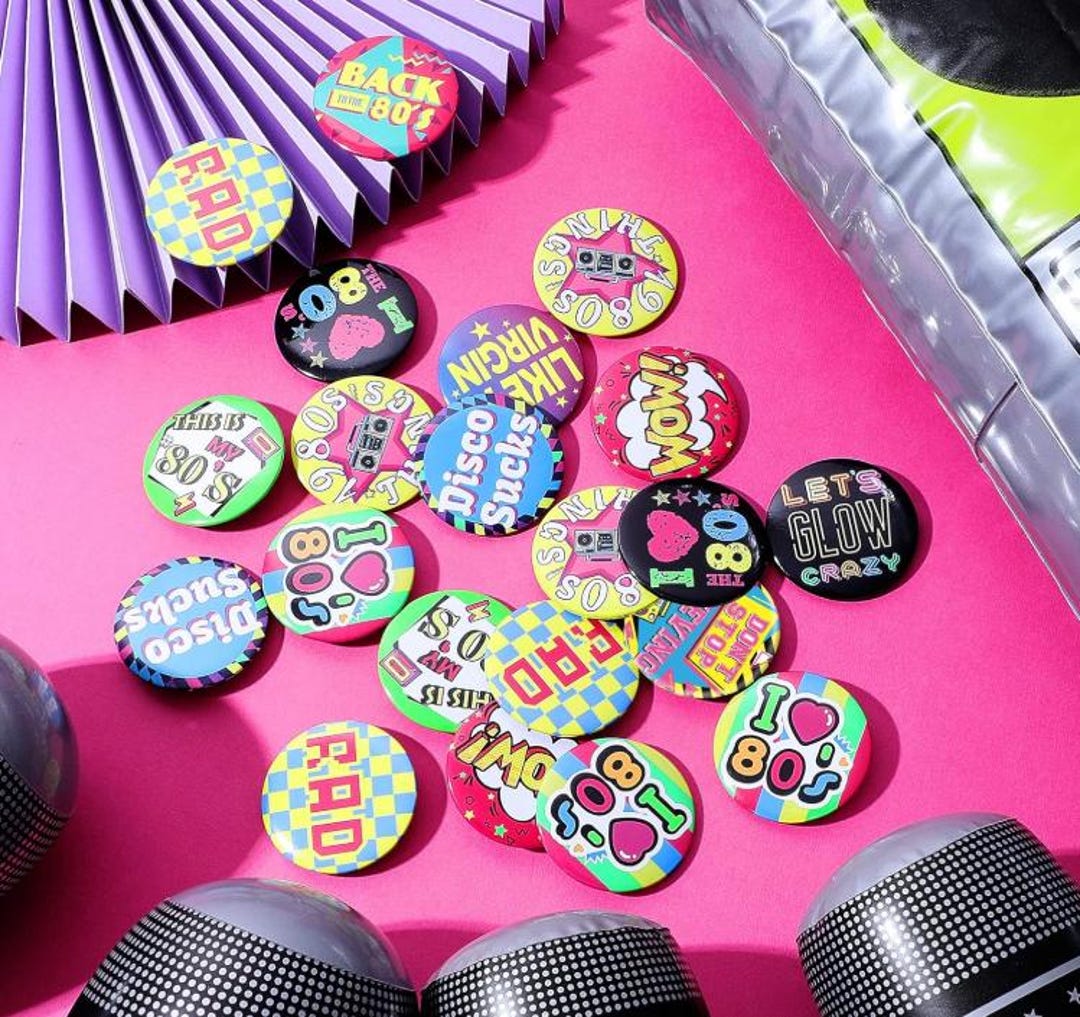 Party Buttons 80s Accessories for Women 80s Pins for Jackets Buttons ...