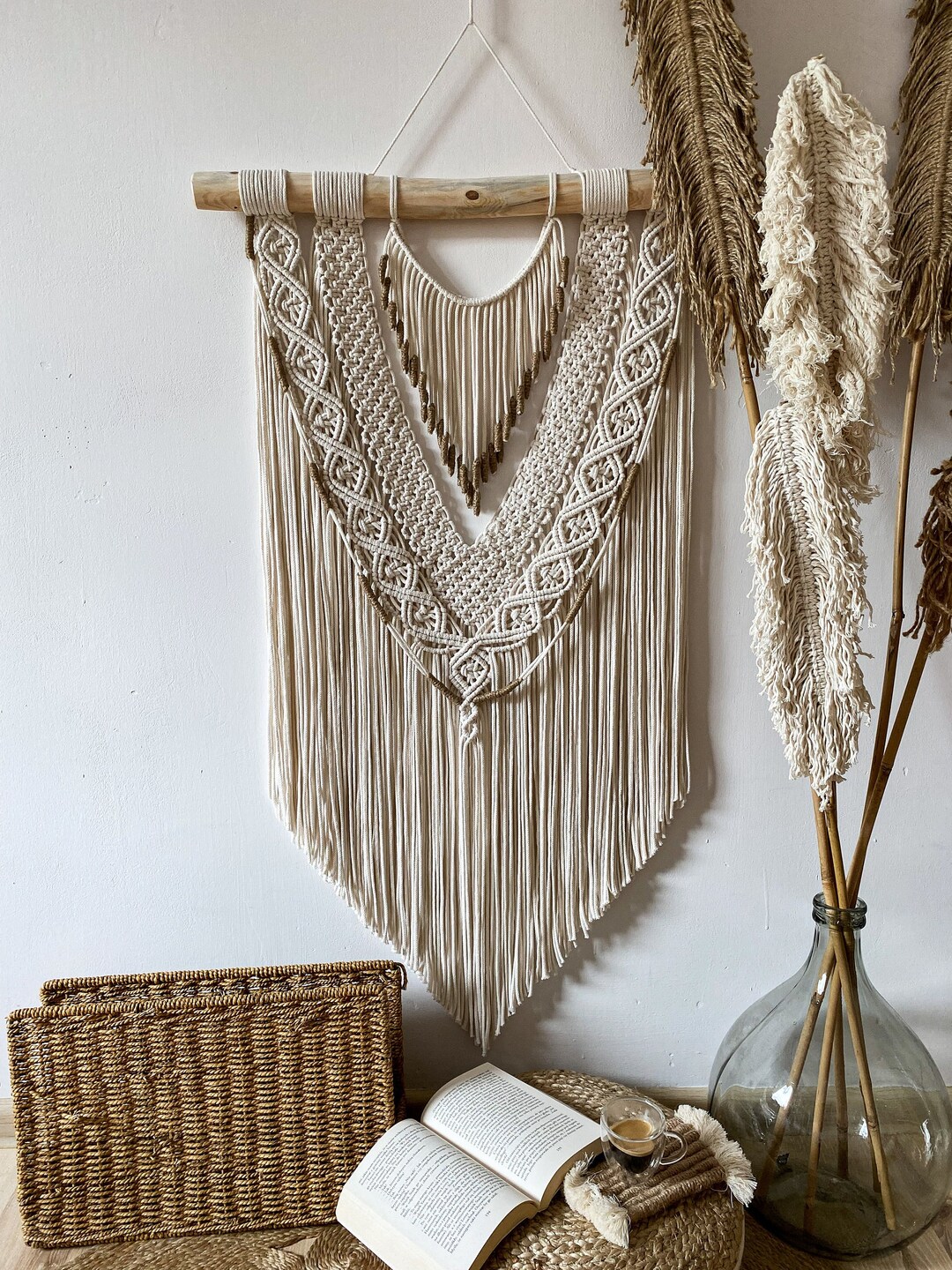 Macrame Wall Hanging, Woven Bohemian Wall Art, Wall Tapestry, Living Room Wall Decor, Boho Over ...