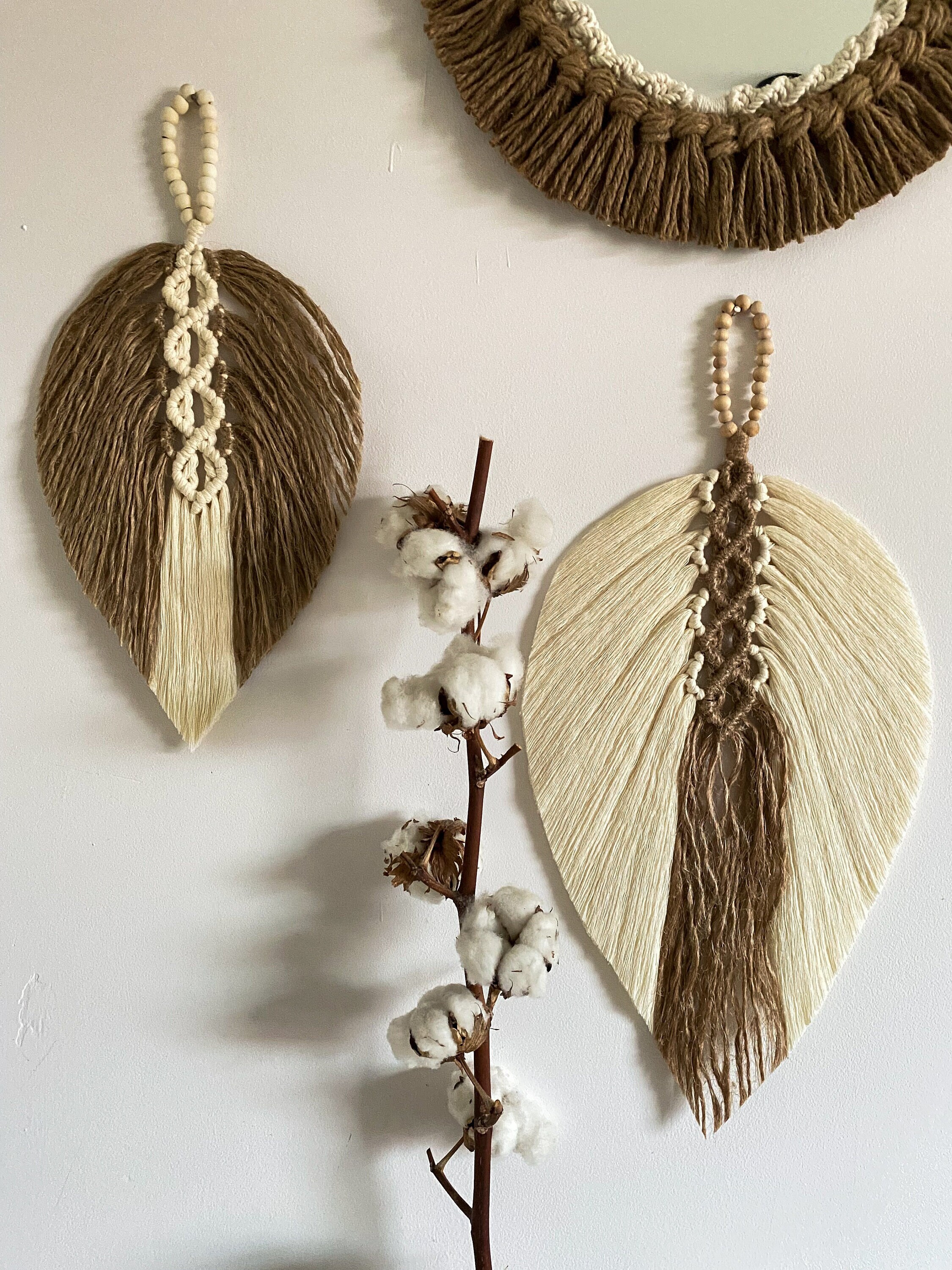 Jute Macrame Leave, Jute Large Macrame Feather, Jute Macrame Feather ...