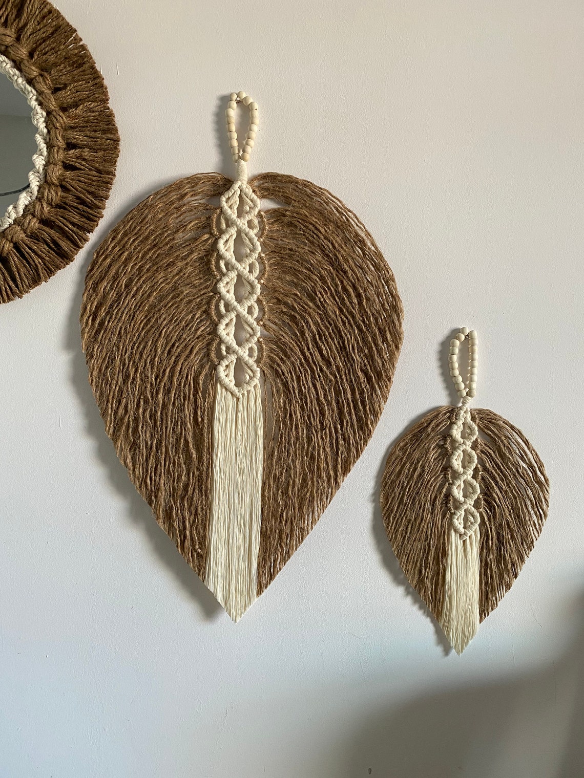 Jute Macrame Leave, Jute Large Macrame Feather, Jute Macrame Feather ...