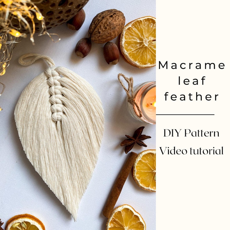 Macrame Feather Tutorial, DIY Macrame Leaf, Macrame for Begginer ...