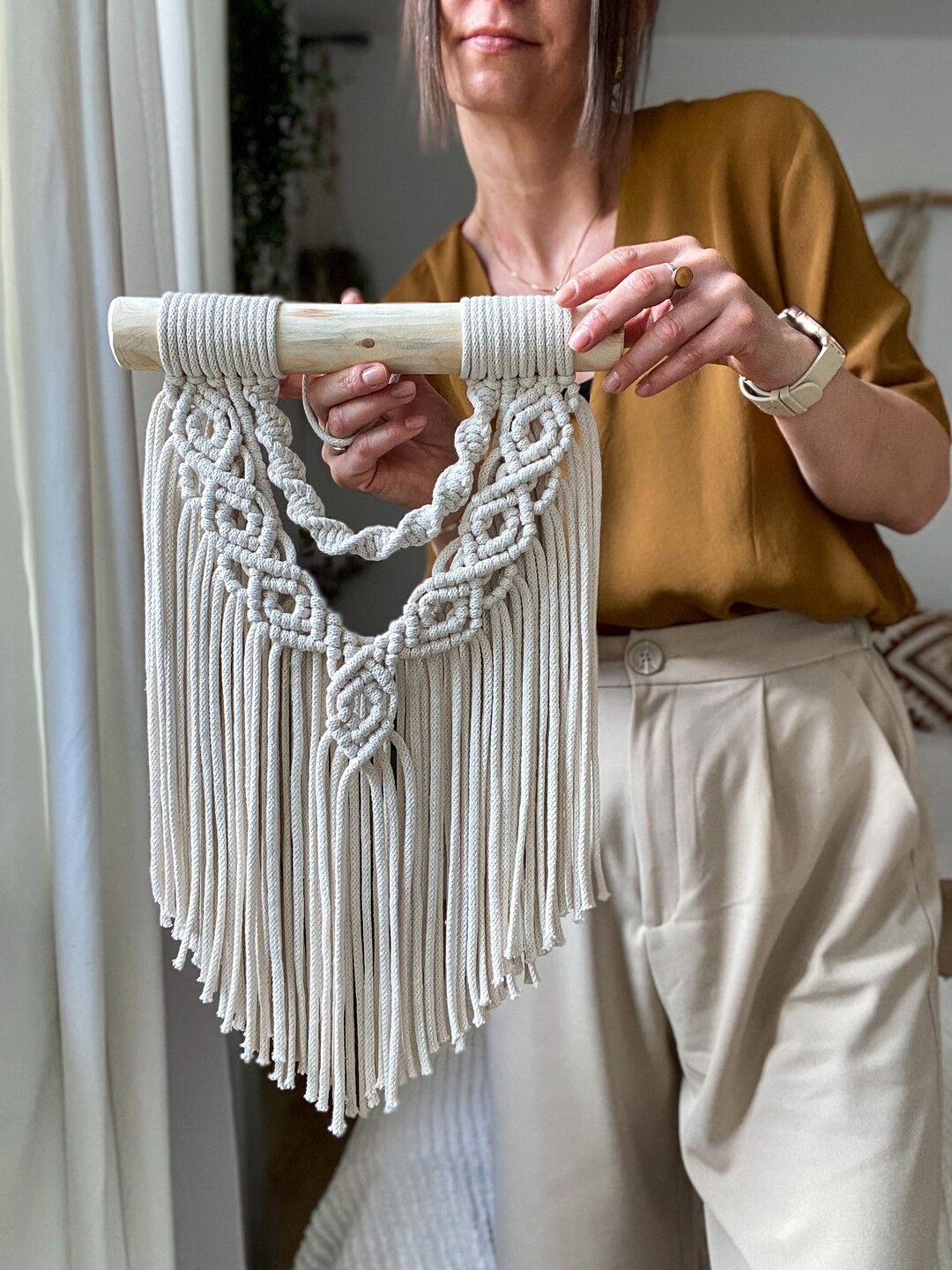 Macrame Wall Hanging, Woven Bohemian Wall Art, Wall Tapestry, Living Room Wall Decor, Boho Over ...