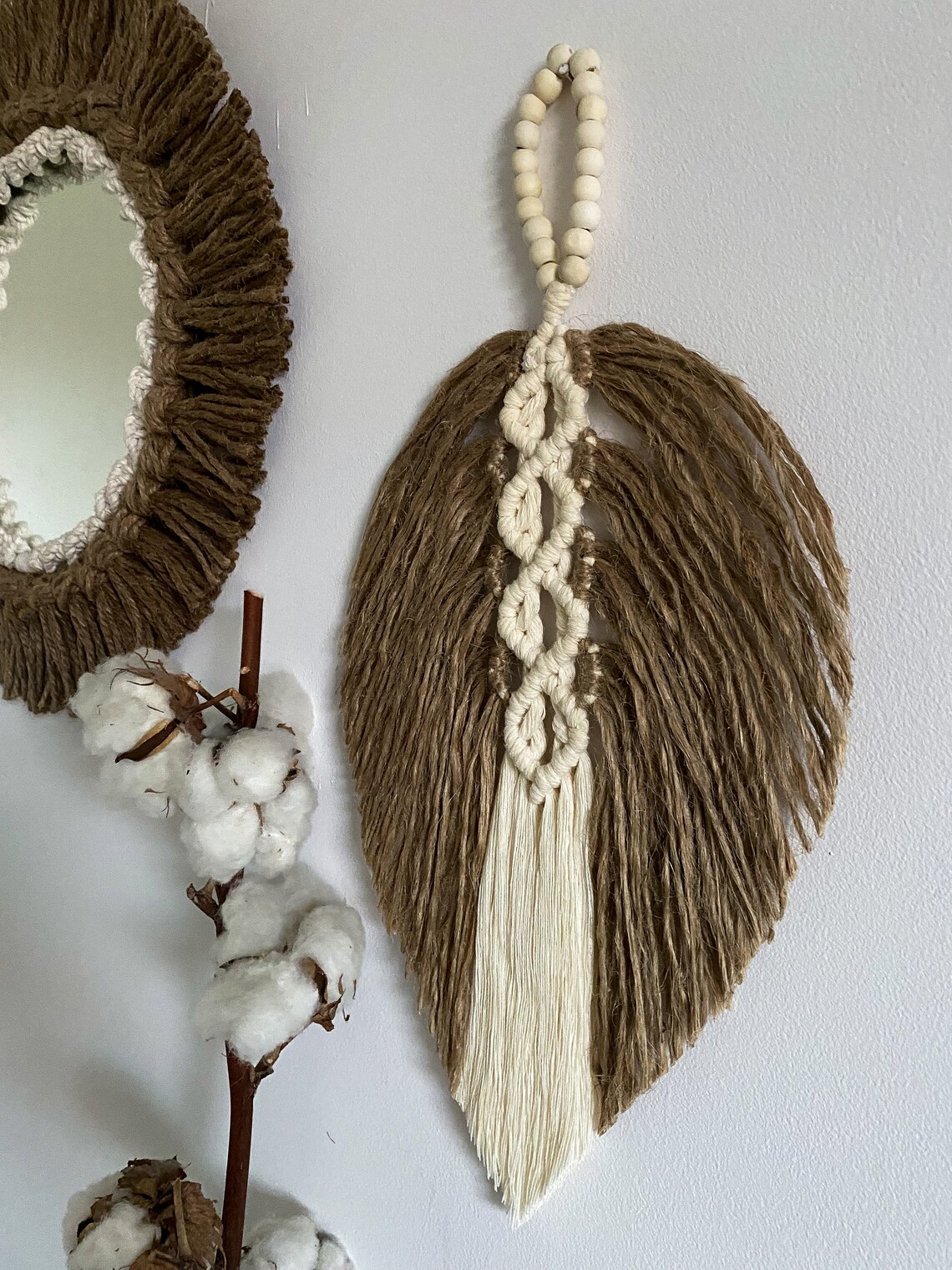 Jute Macrame Leave, Jute Large Macrame Feather, Jute Macrame Feather ...
