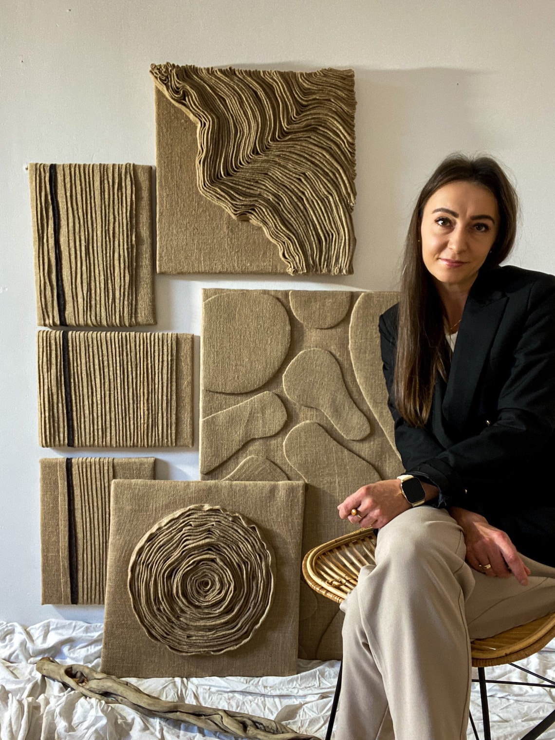 Jute Wabi Sabi Wall Art, Jute Minimalist Wall Art, Neutral Jute Minimal ...