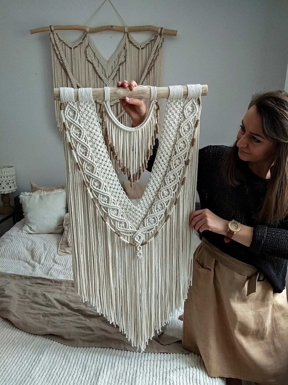 Macrame Wall Hanging, Woven Bohemian Wall Art, Wall Tapestry, Living Room Wall Decor, Boho Over ...