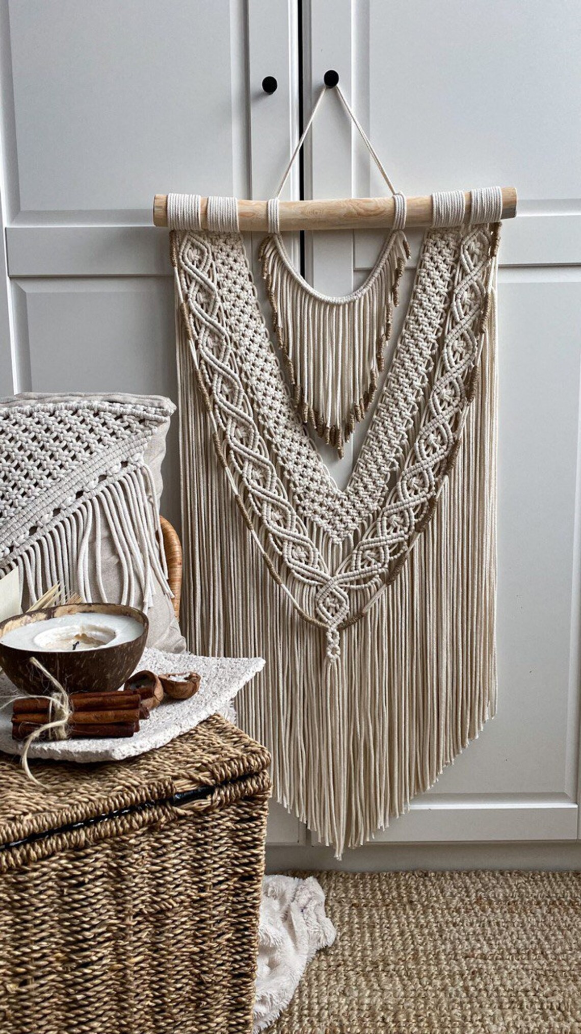 Macrame Wall Hanging, Woven Bohemian Wall Art, Wall Tapestry, Living Room Wall Decor, Boho Over ...