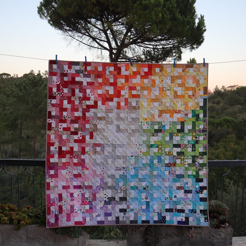 Aquarelle Quilt Pattern, a Bright Hopes Color Wash Quilt, Scrap and ...