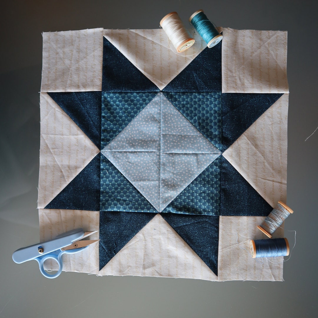 June Star, 6th Block - Star Quilt 2024, 4 at a Time Star Block, 12 ...