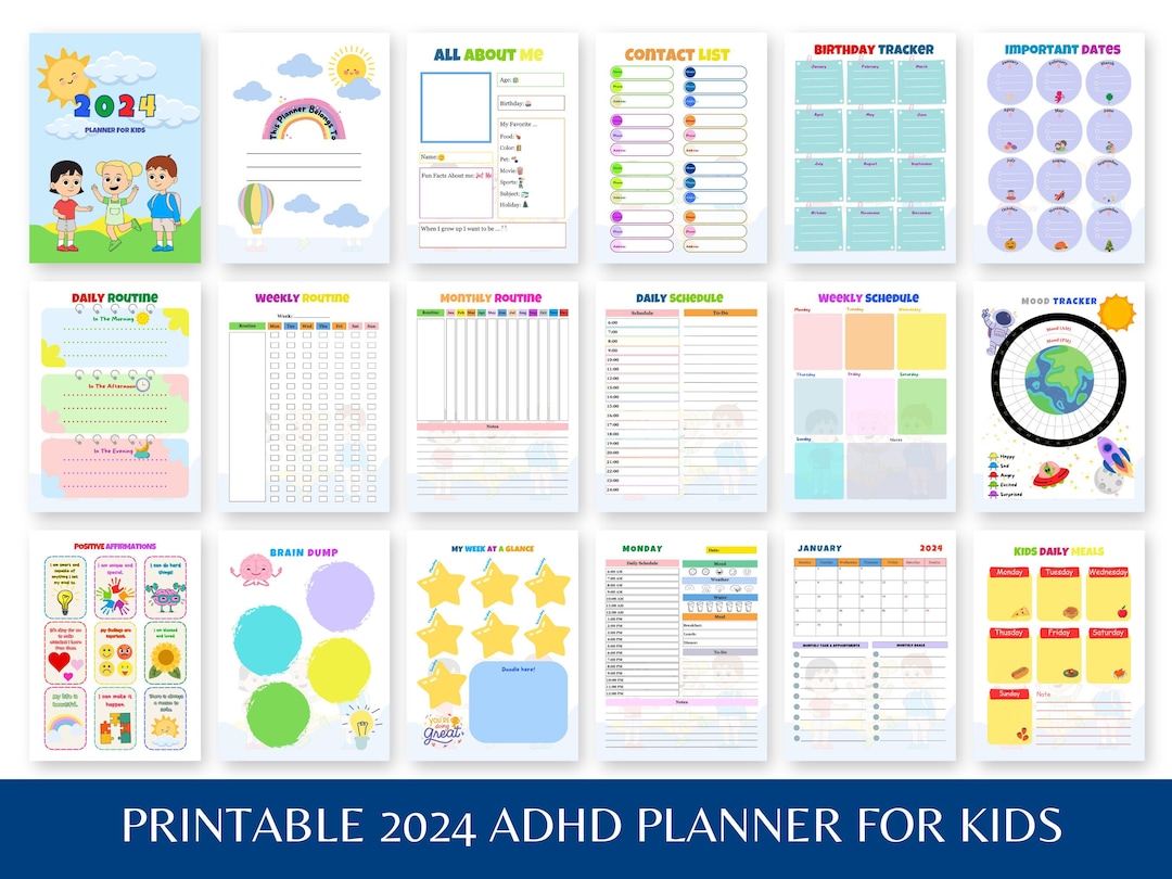 2024 Planner for Kids |2024 ADHD Planner for Kids |colorful Planner for ...