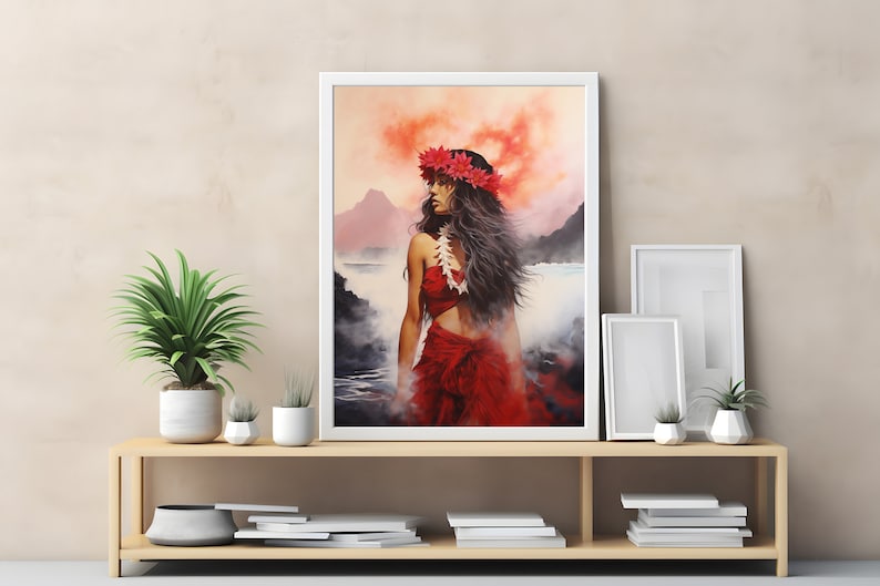 Hawaii Volcano Goddess Pele Watercolor Art Print - Hawaiian Deity Home ...