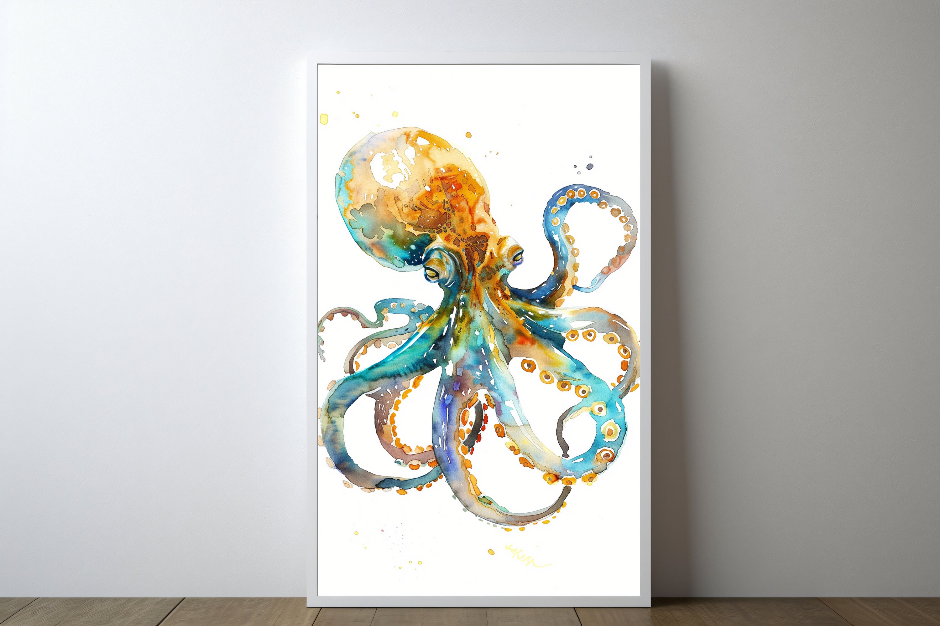 Hawaiian Octopus Watercolor Art Print - Coastal Decor, Marine Life ...