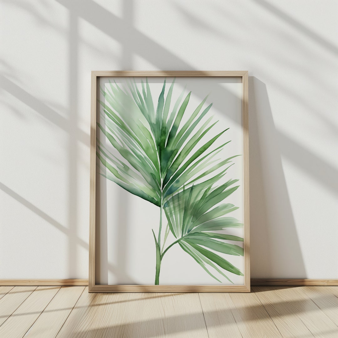 Watercolor Tropical Fan Palms Wall Art Print - Vibrant Palm Leaf Decor ...