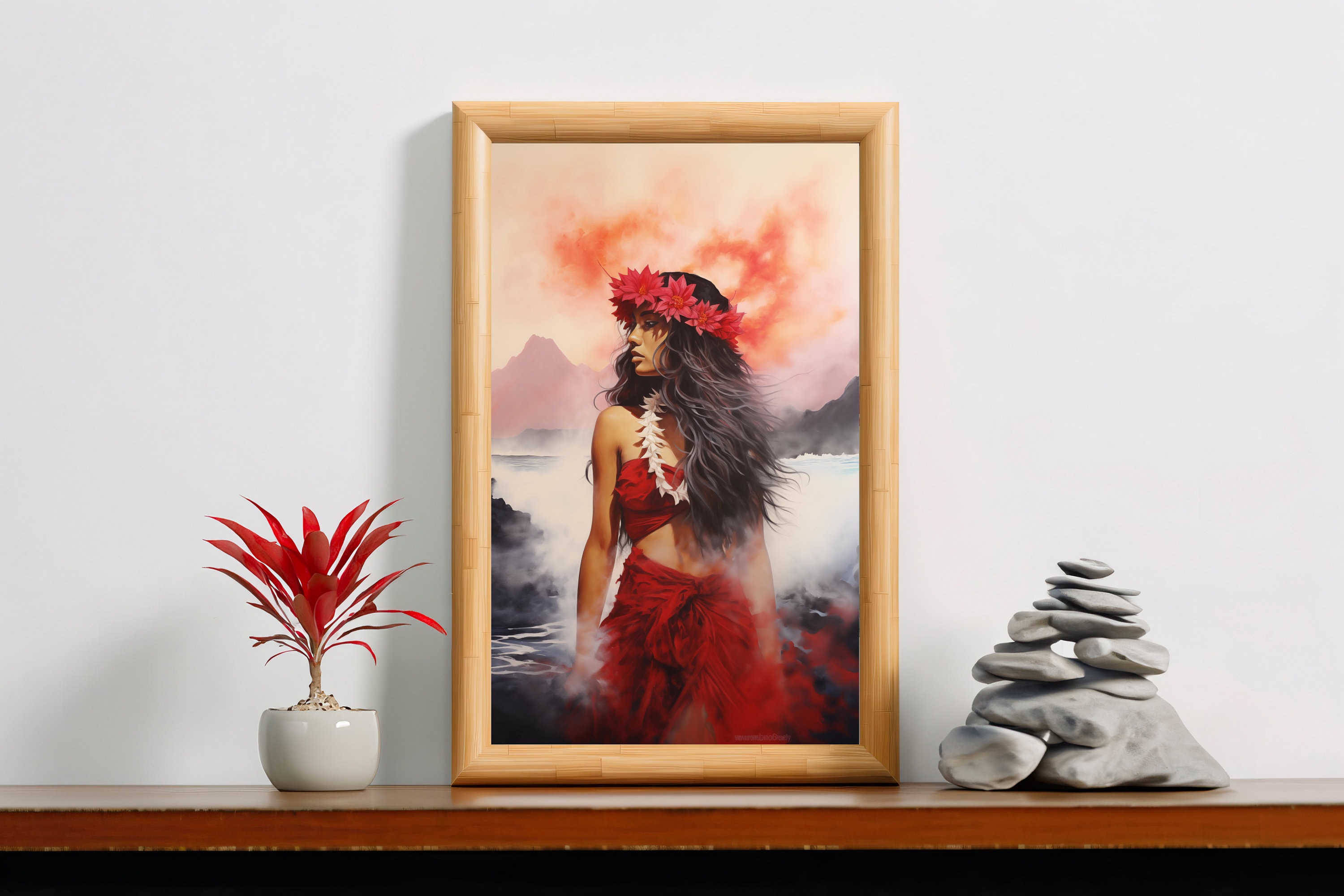 Hawaii Volcano Goddess Pele Watercolor Art Print - Hawaiian Deity Home ...