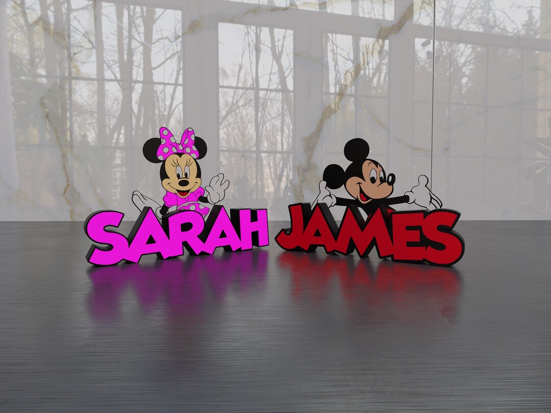Customizable Style Mickey & Minnie Mouse Style. Made in 3D Plate Door ...