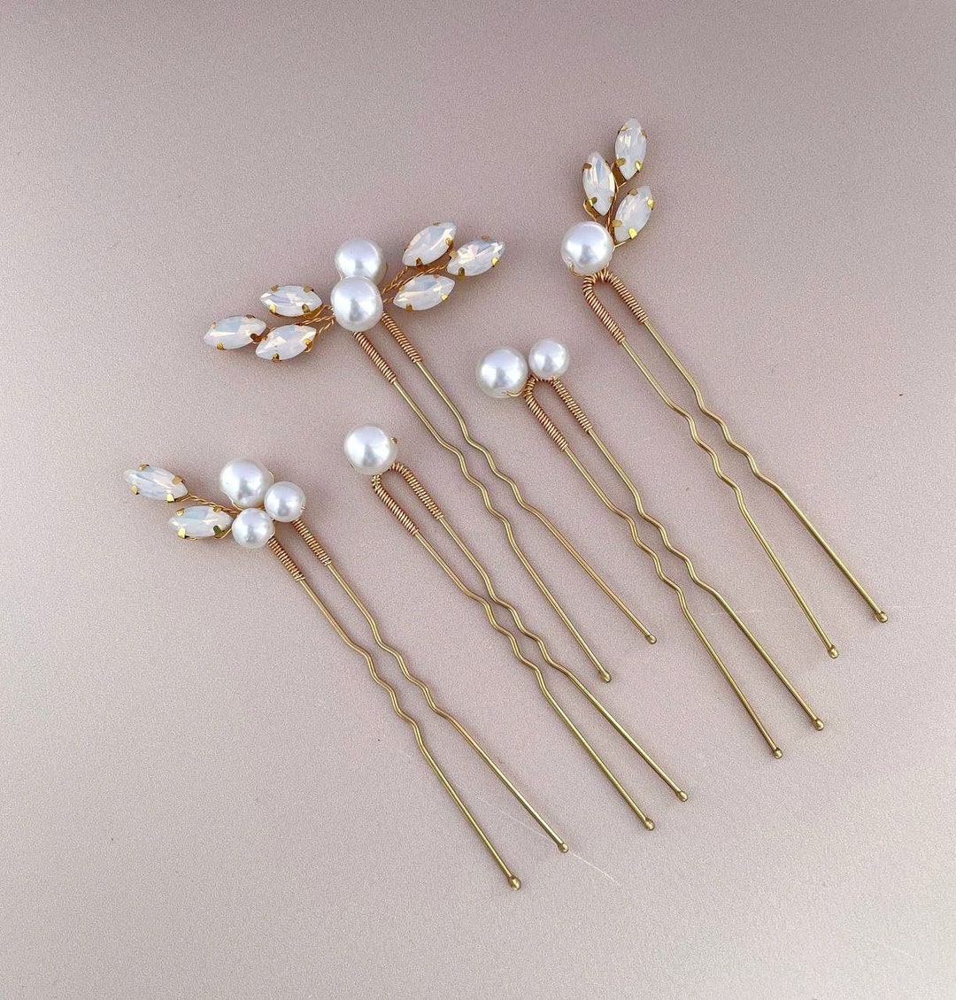 Pearl Hair Pins Opal Hair Pins Bridal Hair Pins Opal Hair Piece Bridal ...