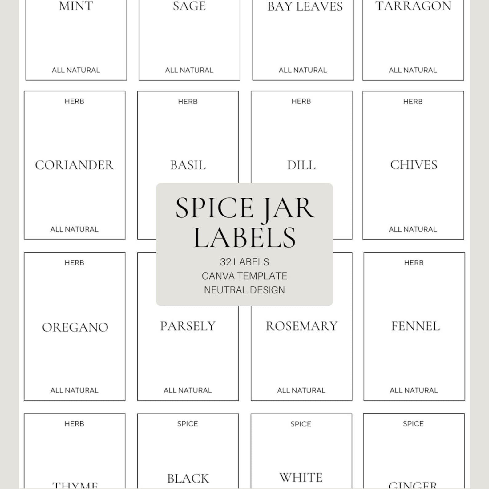 Printable Spice Jar Labels | Customisable Canva Template | Organised ...