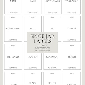 Printable Spice Jar Labels | Customisable Canva Template | Organised ...